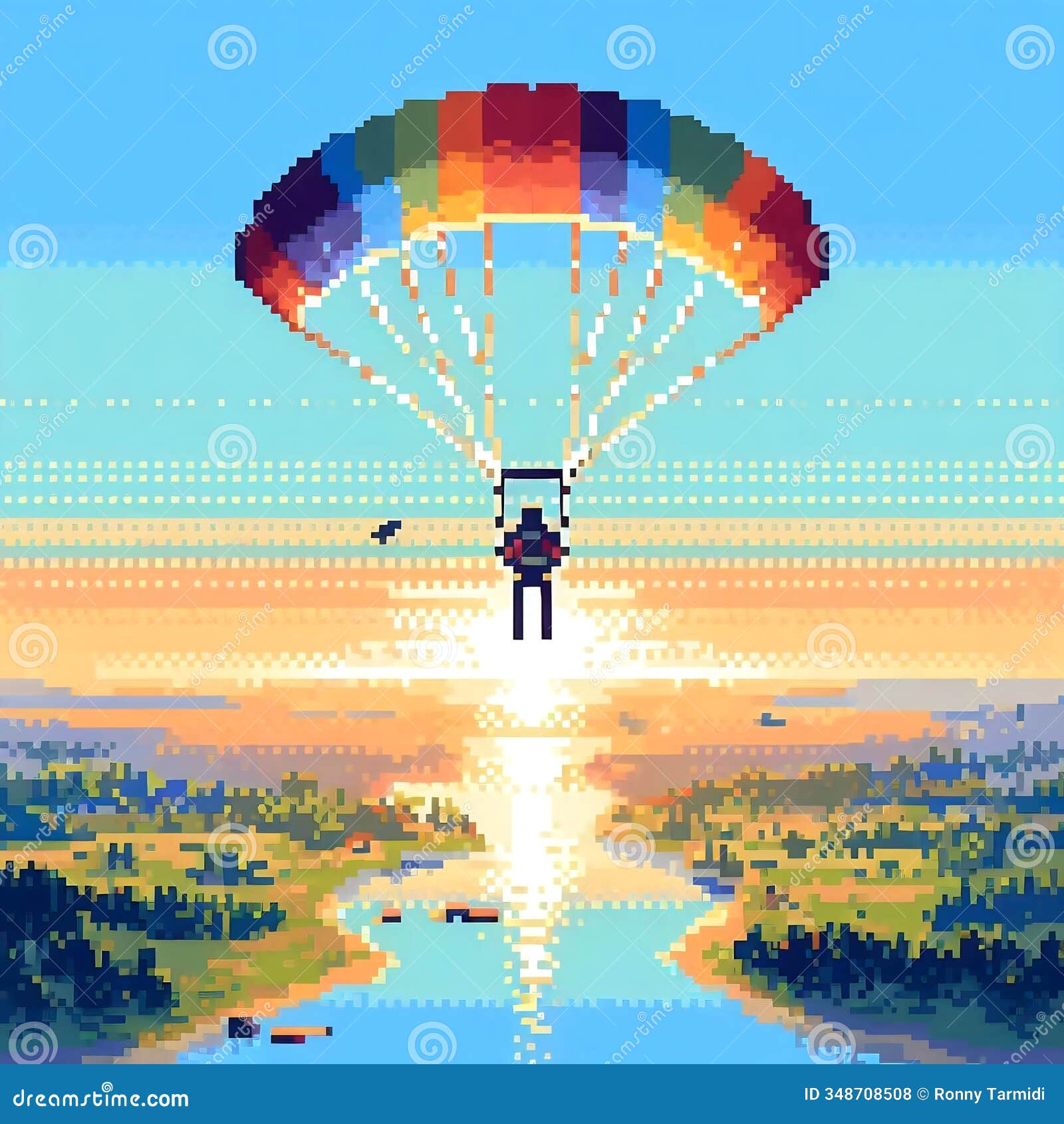 Paragliding Sport, Pixel Art Stock Illustration - Illustration of ...