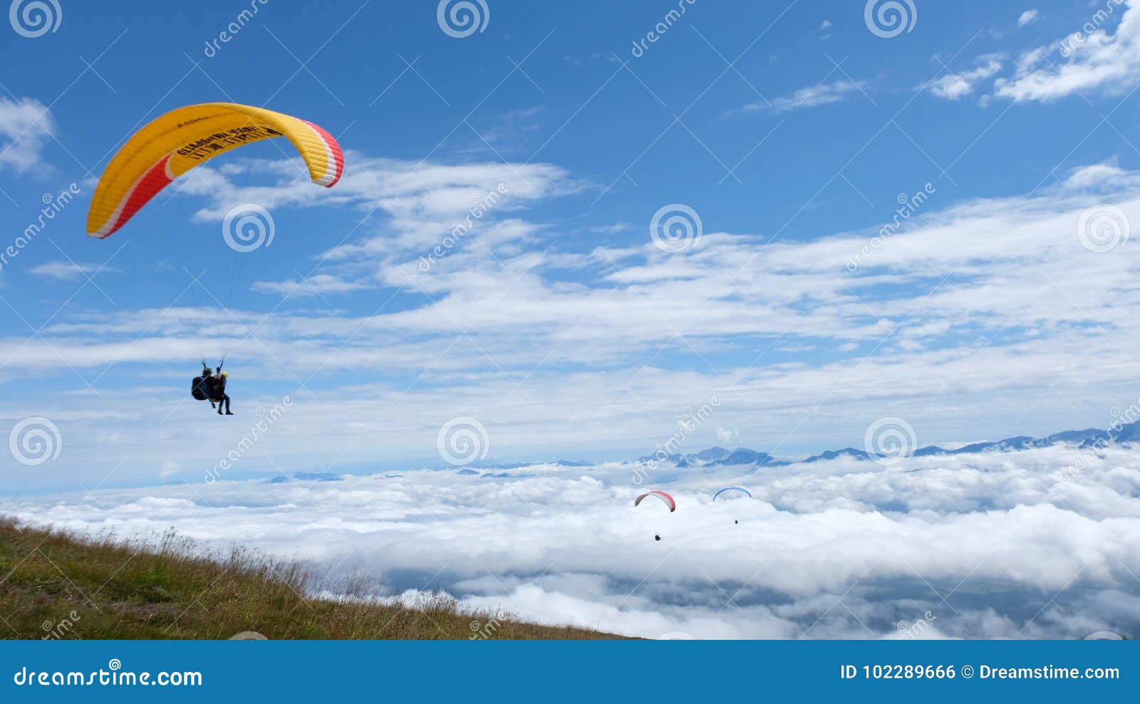 Paragliding Take-off into the Clouds Stock Photo - Image of cloud ...