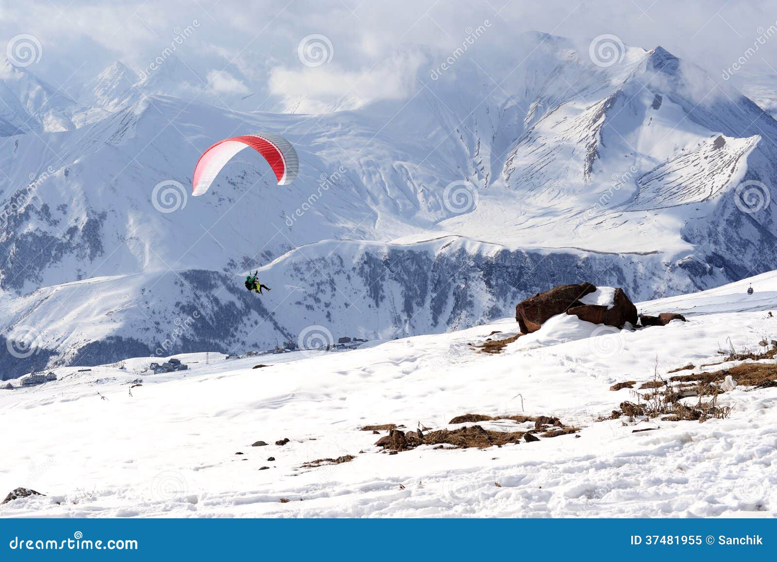Paragliding stock image. Image of winter, mountain, paraglider - 37481955