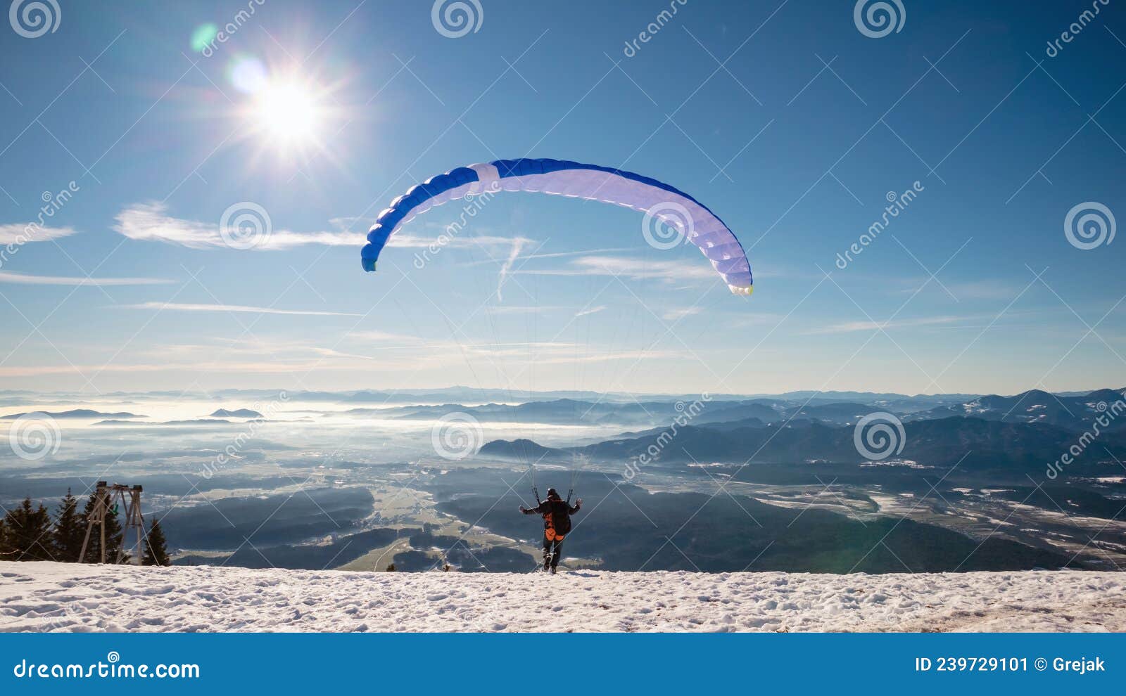 Paragliding in Winter at Mountains Stock Image - Image of outdoors ...