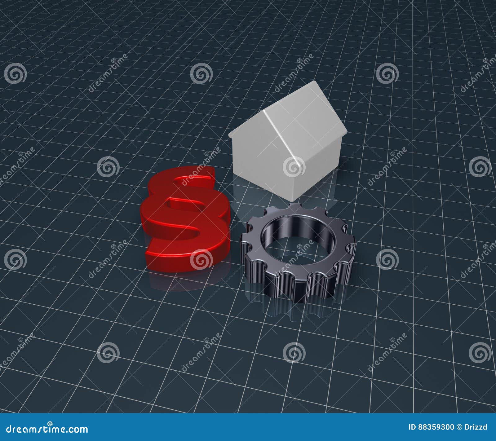 Paragraph Symbol, House Model And Gear Wheel Royalty-Free Illustration ...