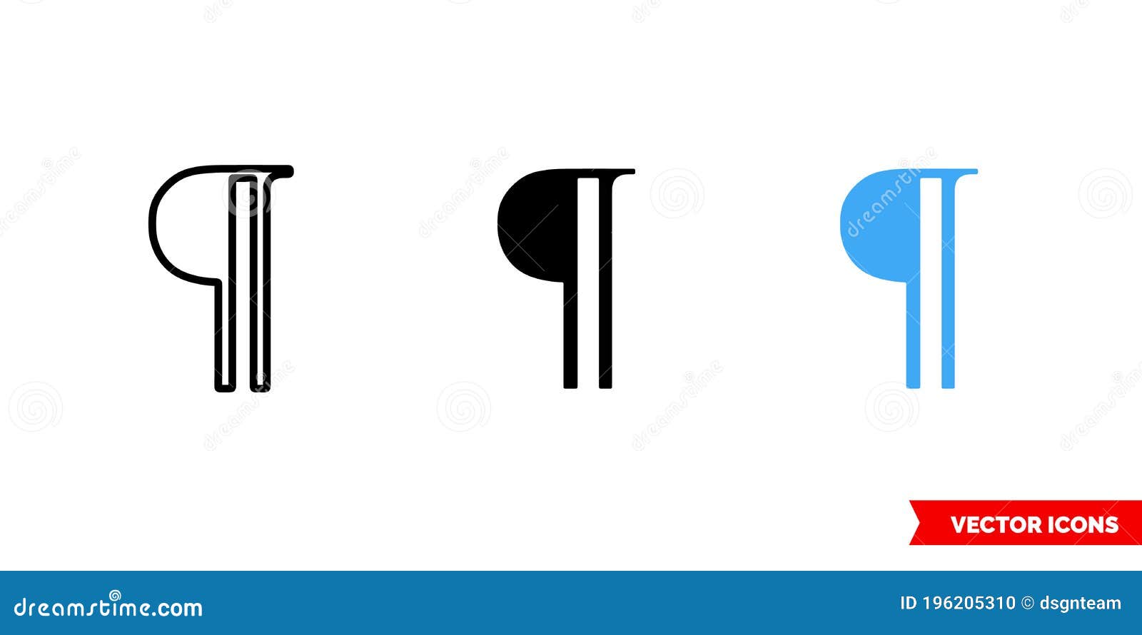 Paragraph Symbol Icon Of 3 Types Color, Black And White, Outline ...