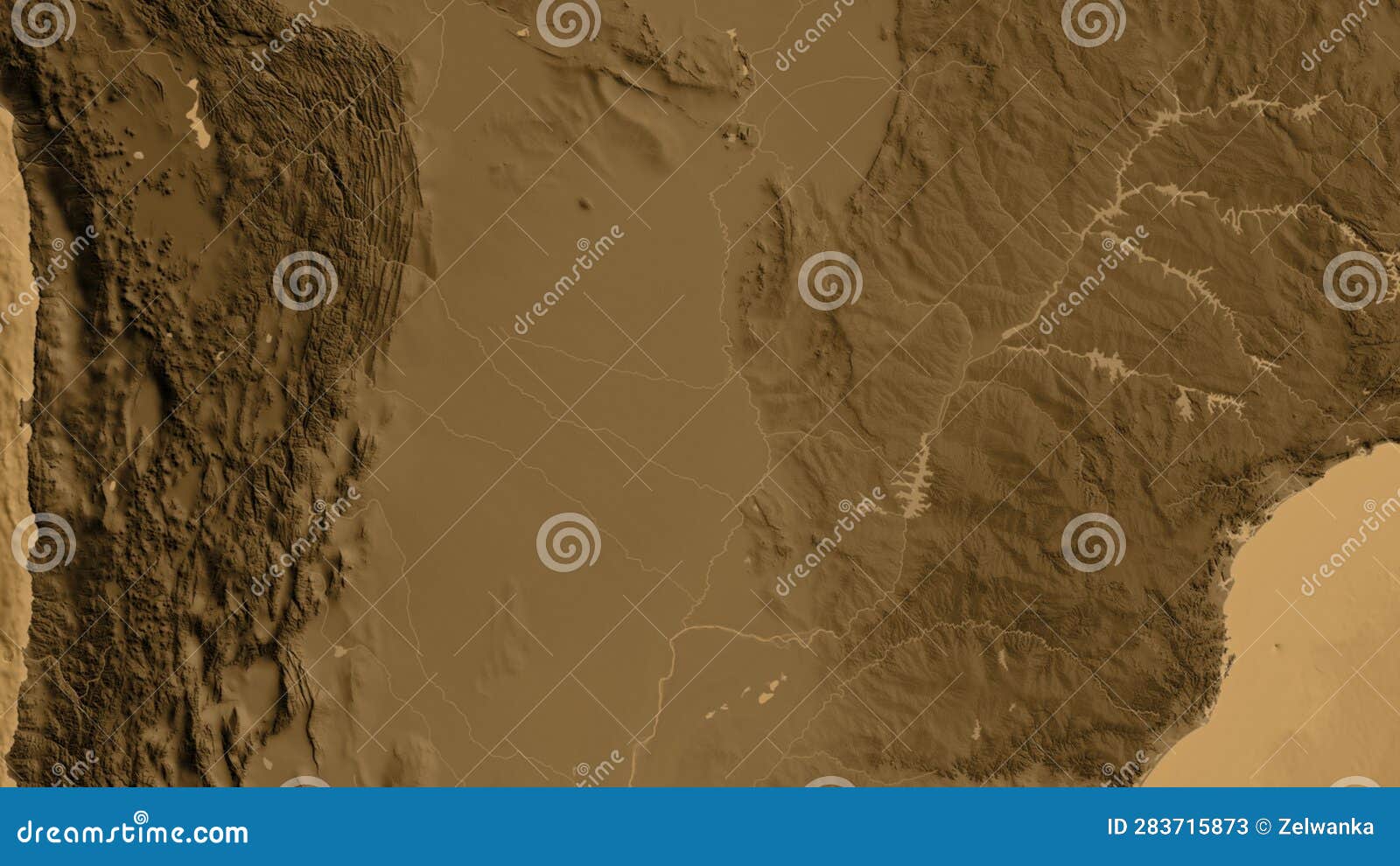 Paraguay Area. Sepia Elevation Map Stock Illustration - Illustration of ...
