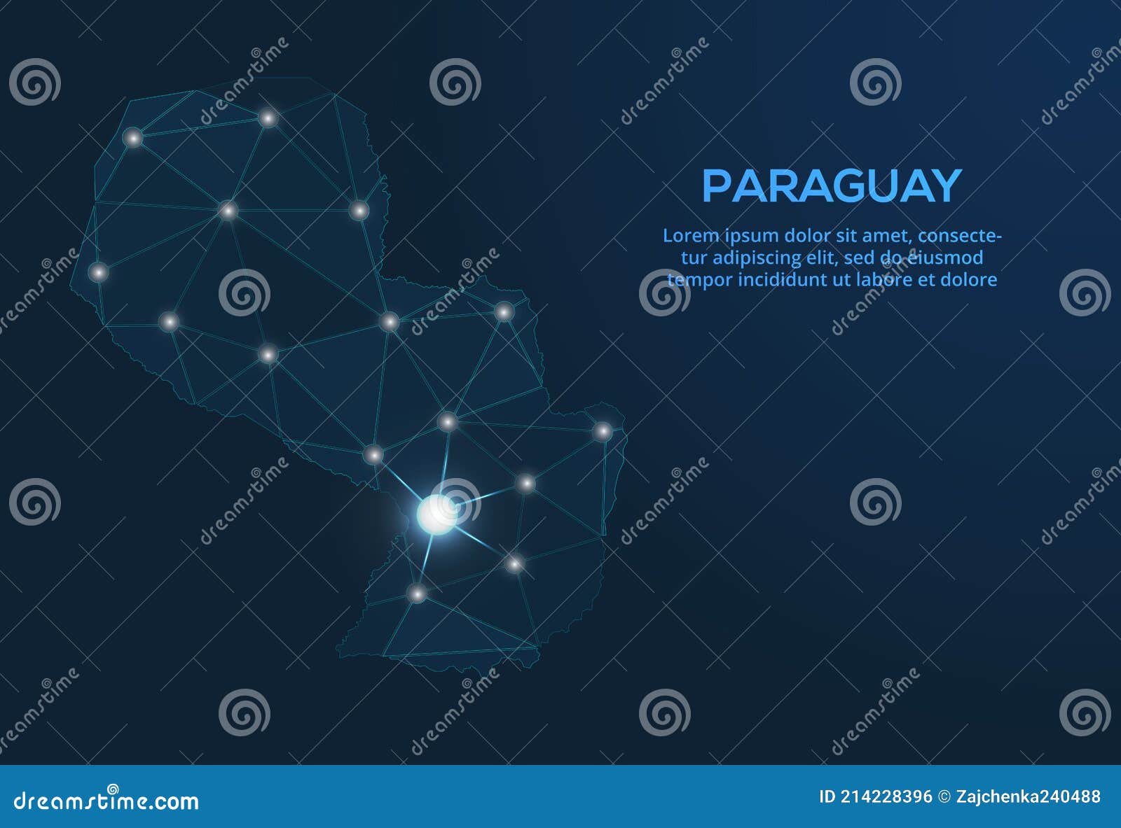 Paraguay Communication Network Map. Vector Image Of A Low Poly Global ...