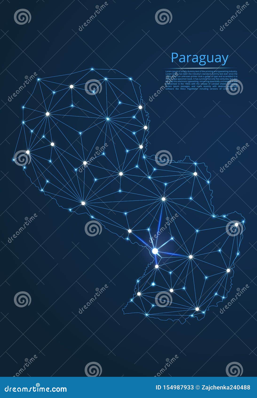 Paraguay Communication Network Map. Vector Low Poly Image of a Global ...
