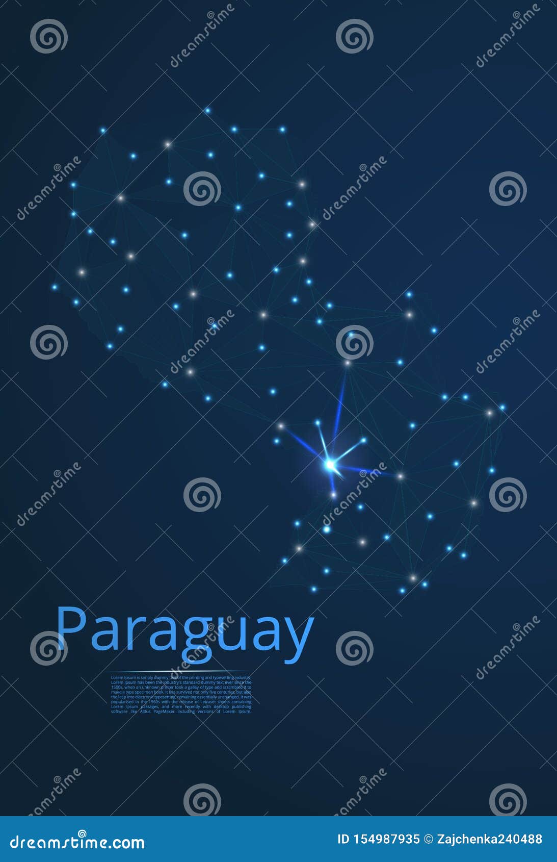 Paraguay Communication Network Map. Vector Low Poly Image of a Global ...