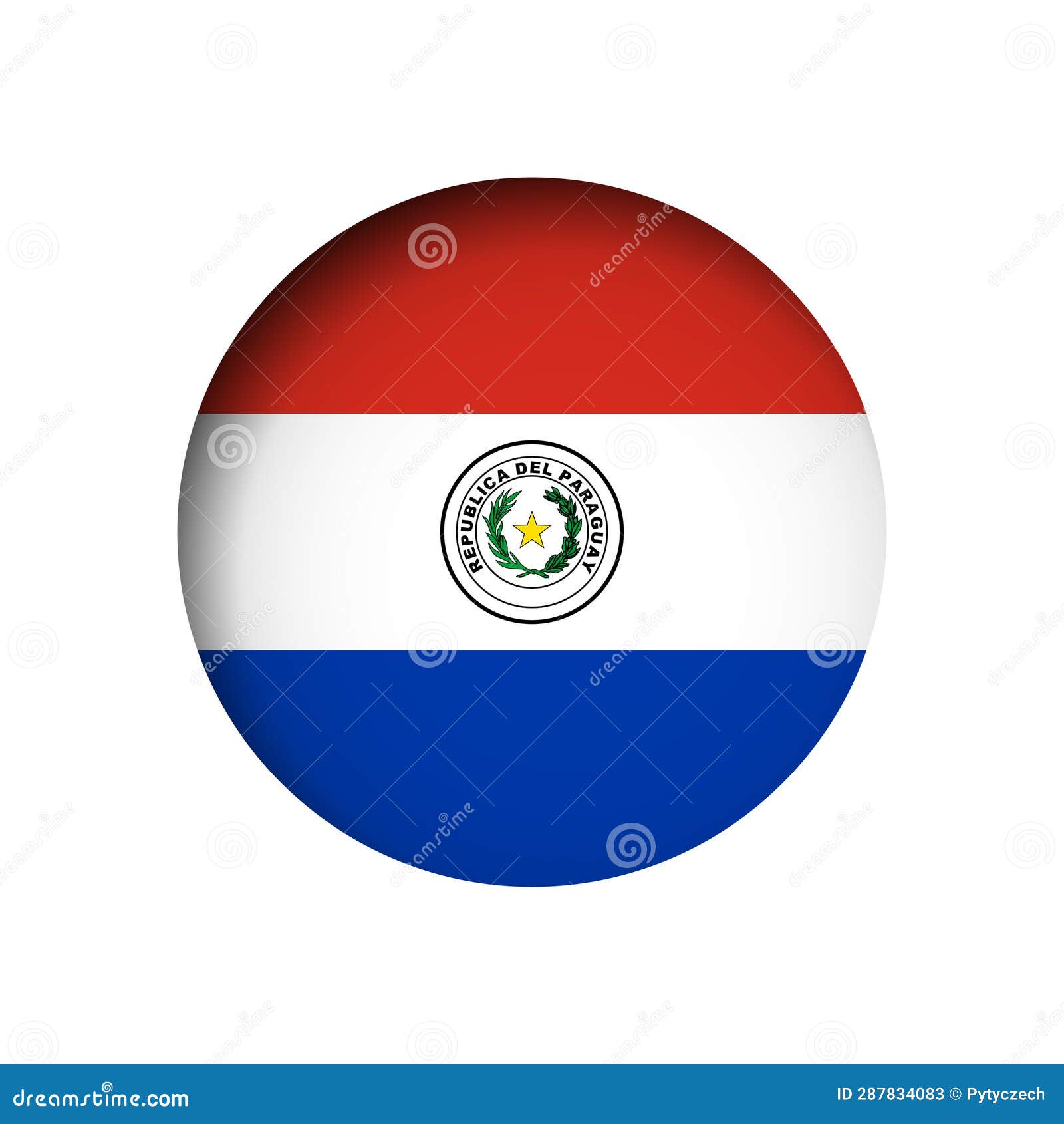 Circle Vector Flag of Paraguay Stock Vector - Illustration of ensign ...