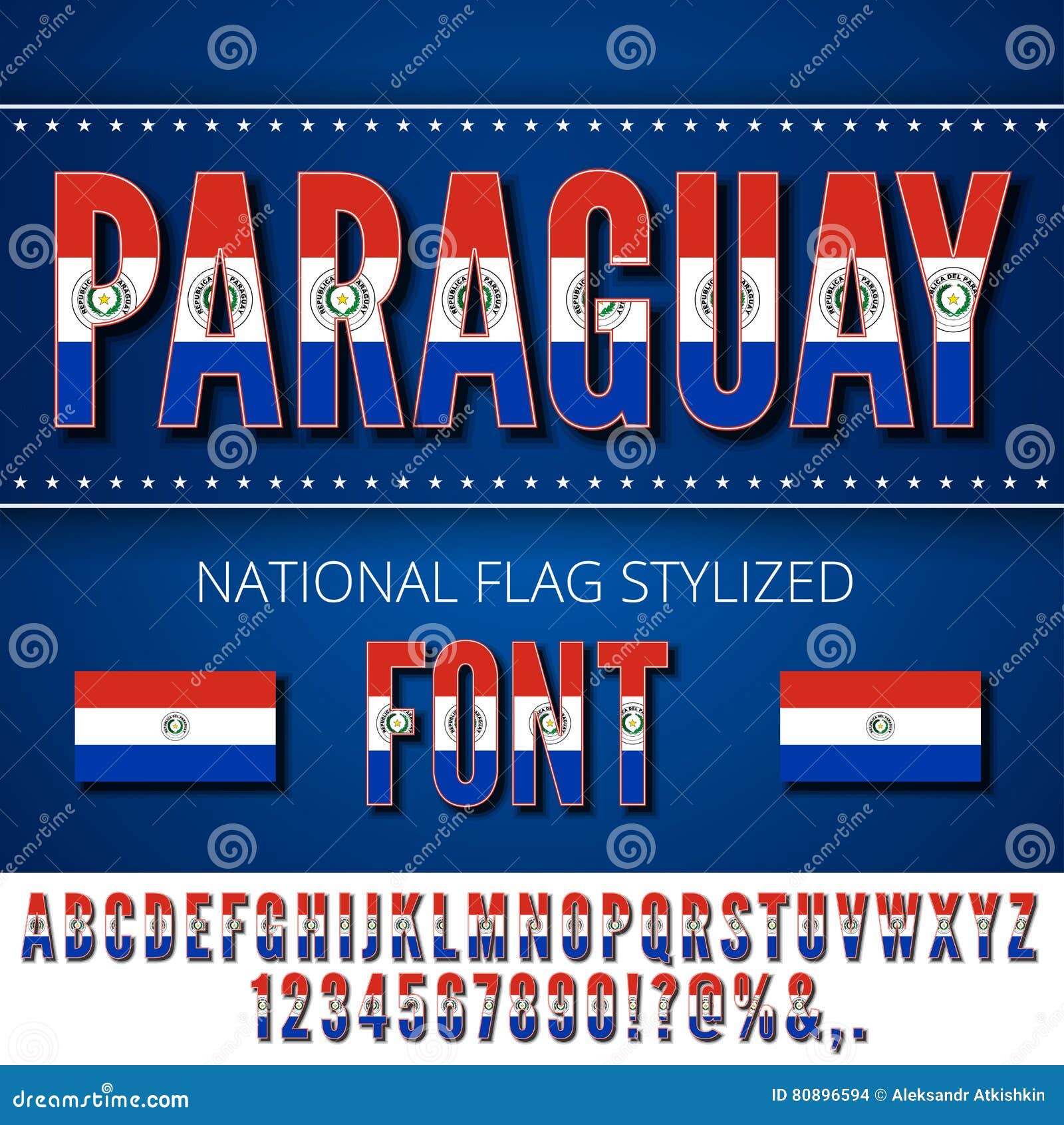 Paraguay Flag Font stock vector. Illustration of holiday - 80896594