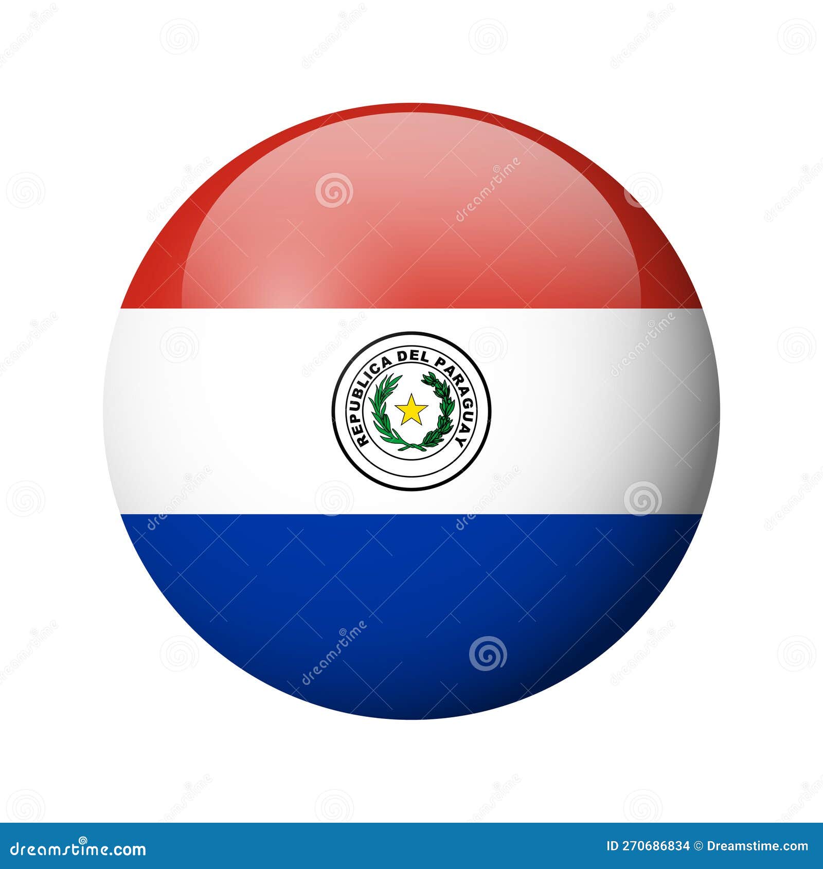 Glossy Circle Badge Flag of Paraguay Stock Illustration - Illustration ...
