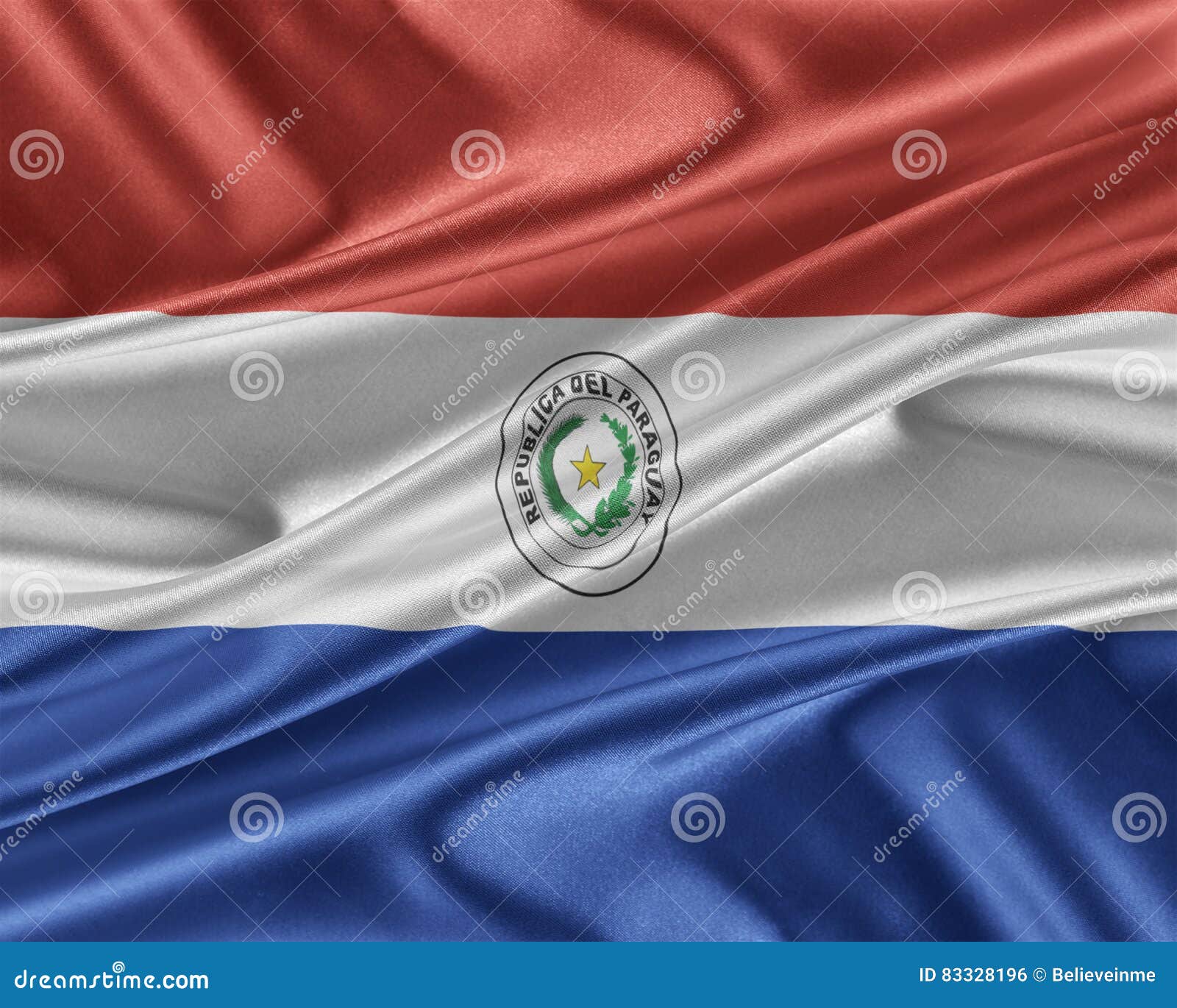 Paraguay Flag with a Glossy Silk Texture. Stock Illustration ...