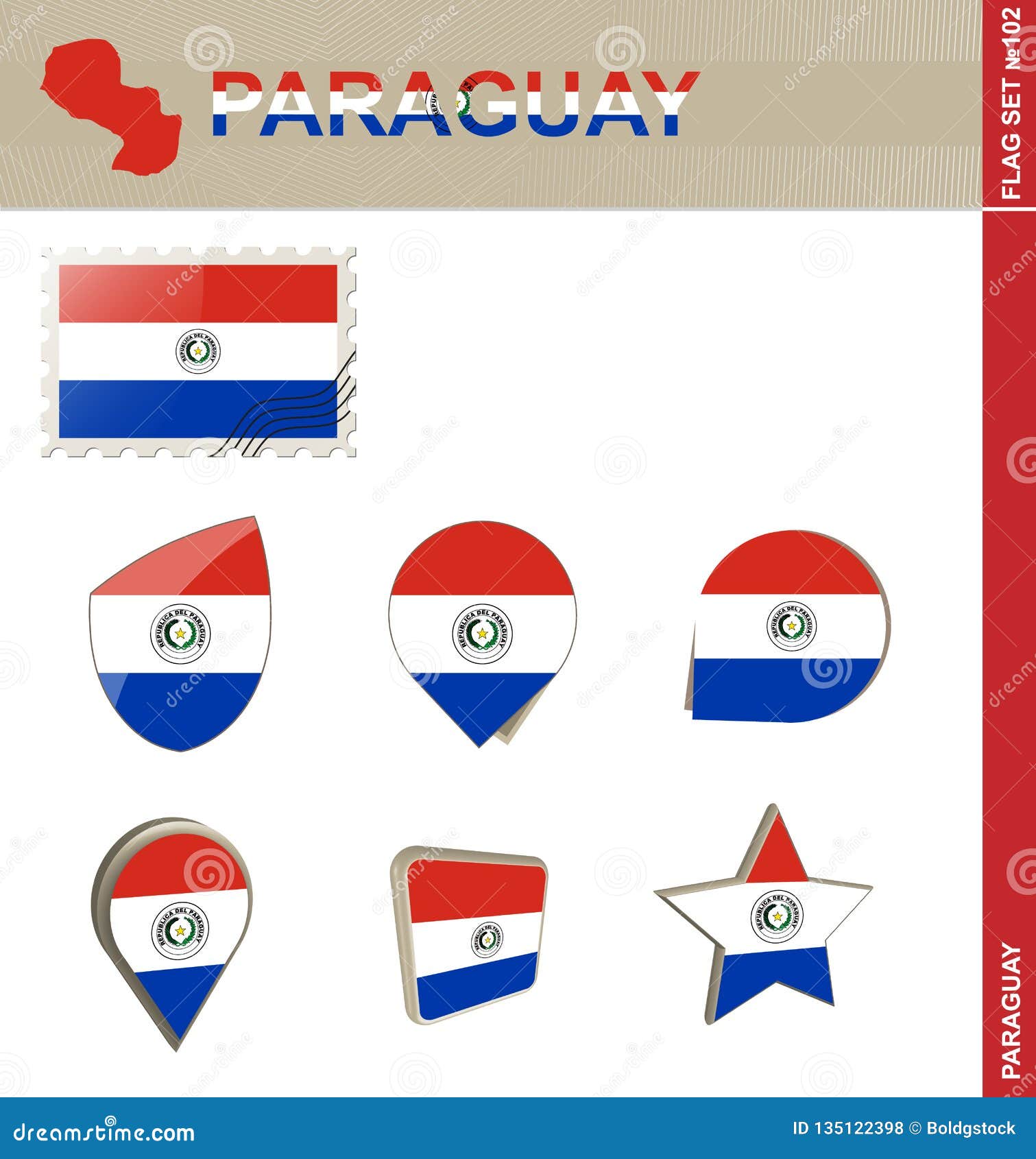 Paraguay Flag Set, Flag Set #102 Stock Vector - Illustration of ...