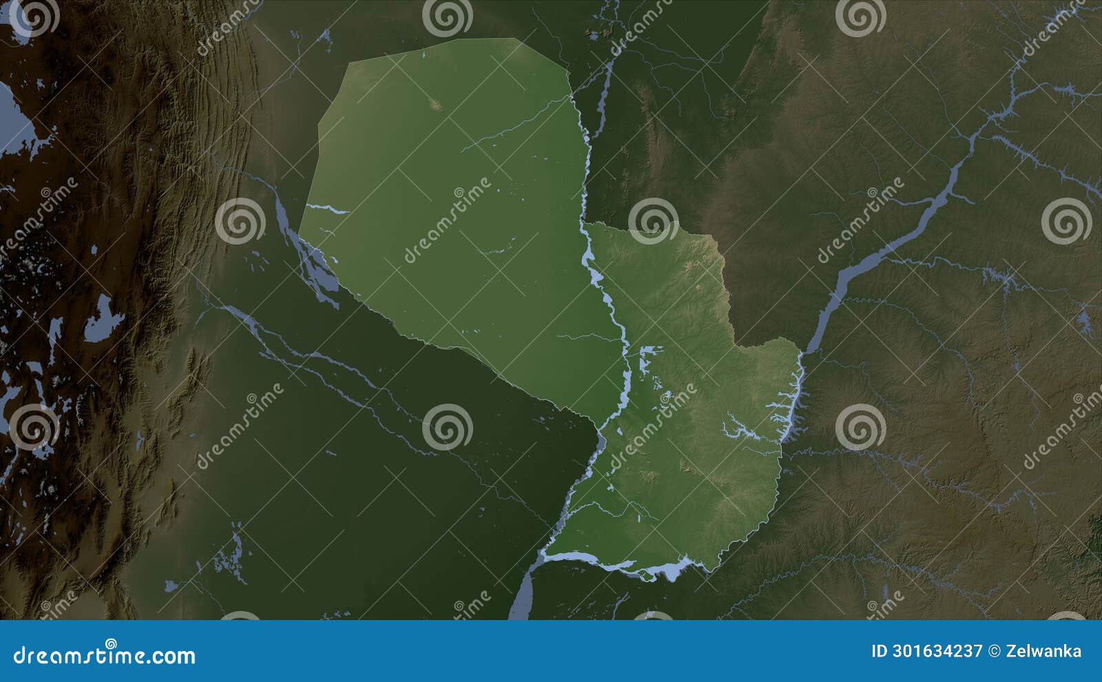 Paraguay highlighted. Pale stock illustration. Illustration of land ...