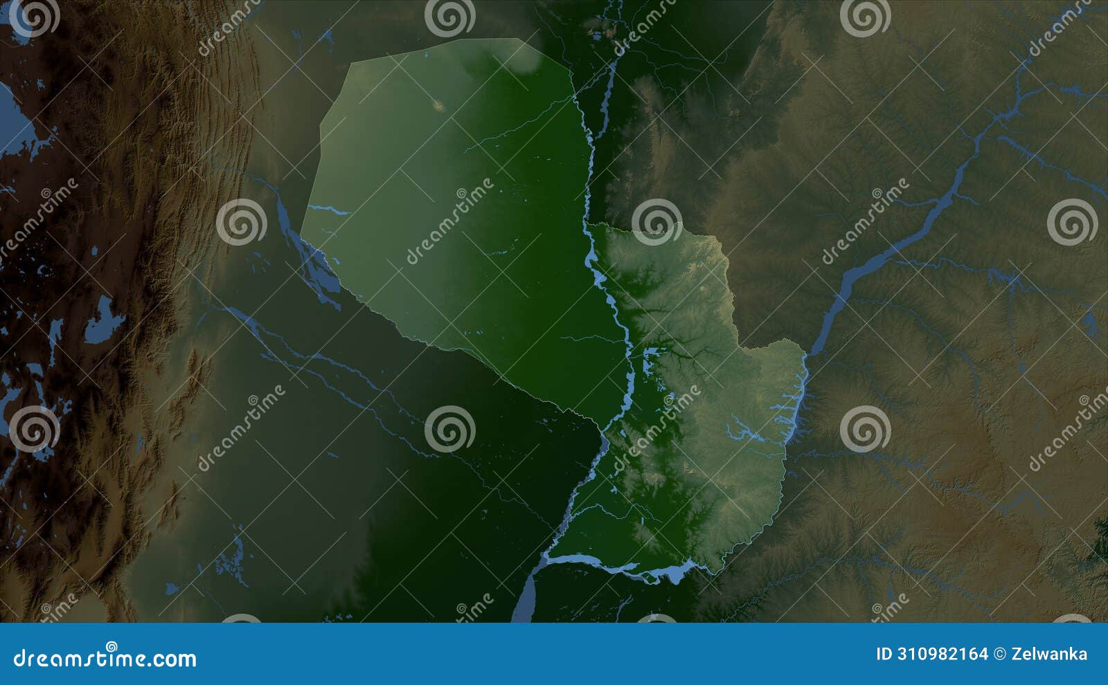 Paraguay Highlighted. Physical Stock Illustration - Illustration of ...