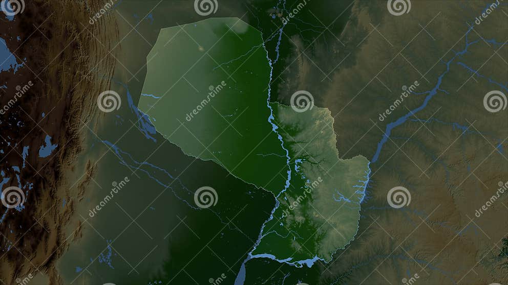 Paraguay Highlighted. Physical Stock Illustration - Illustration of ...