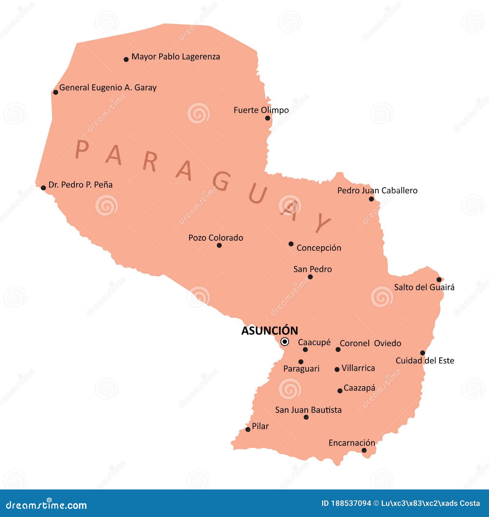 Paraguay isolated map stock illustration. Illustration of design ...