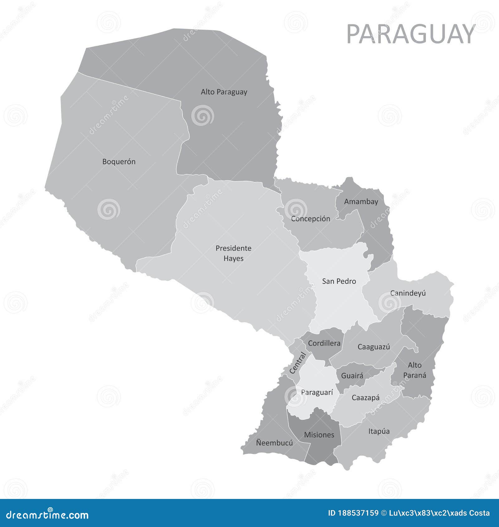 Paraguay regions map stock illustration. Illustration of american ...