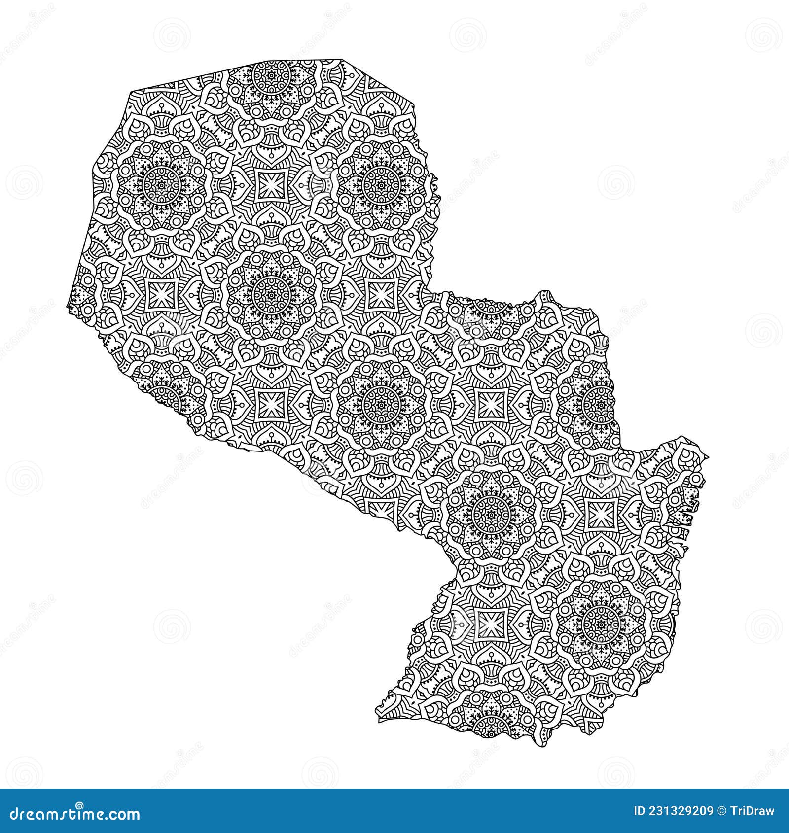 Paraguay Map with Mandala Design Stock Vector - Illustration of city ...