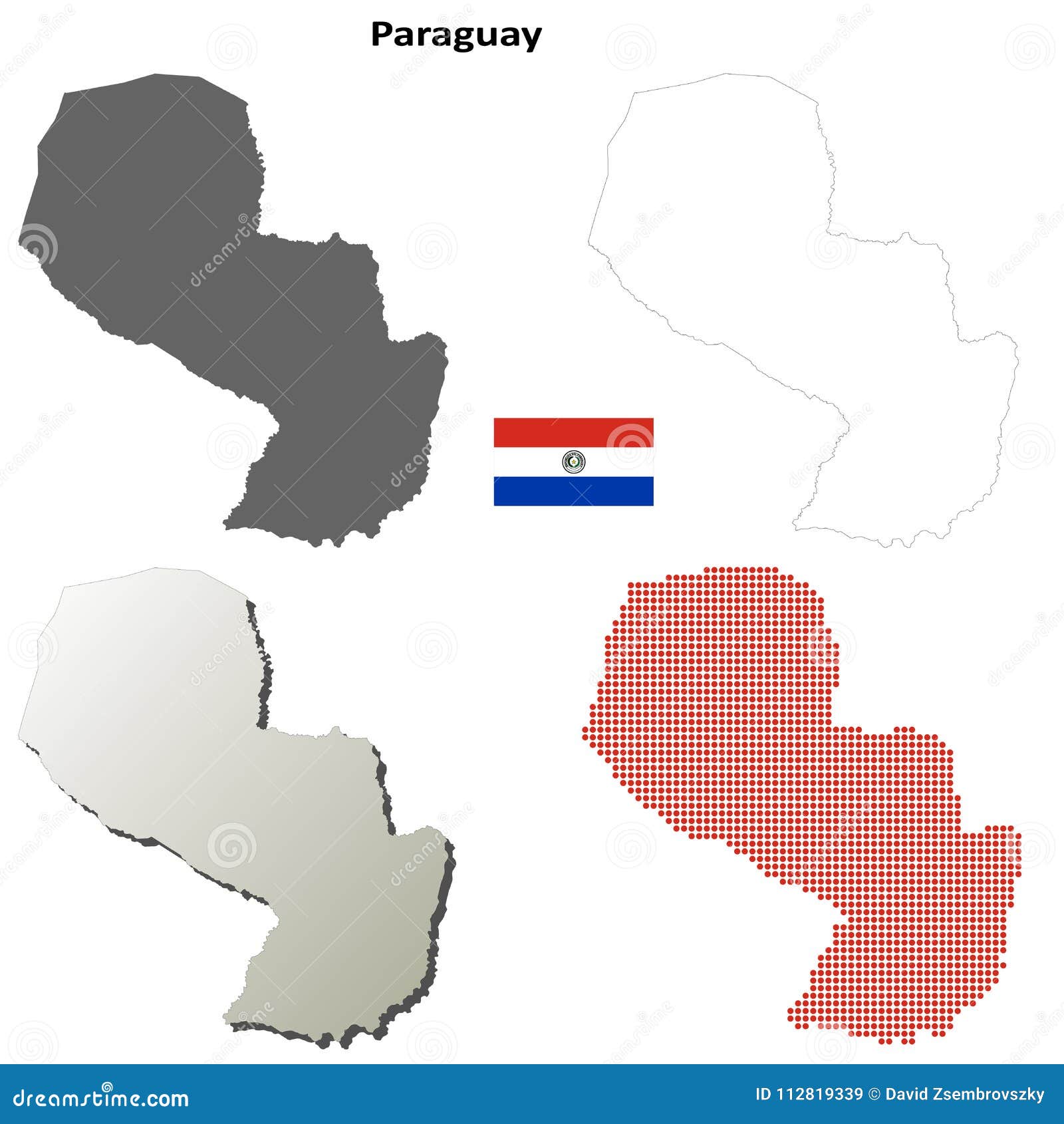 Paraguay outline map set stock vector. Illustration of cartography ...