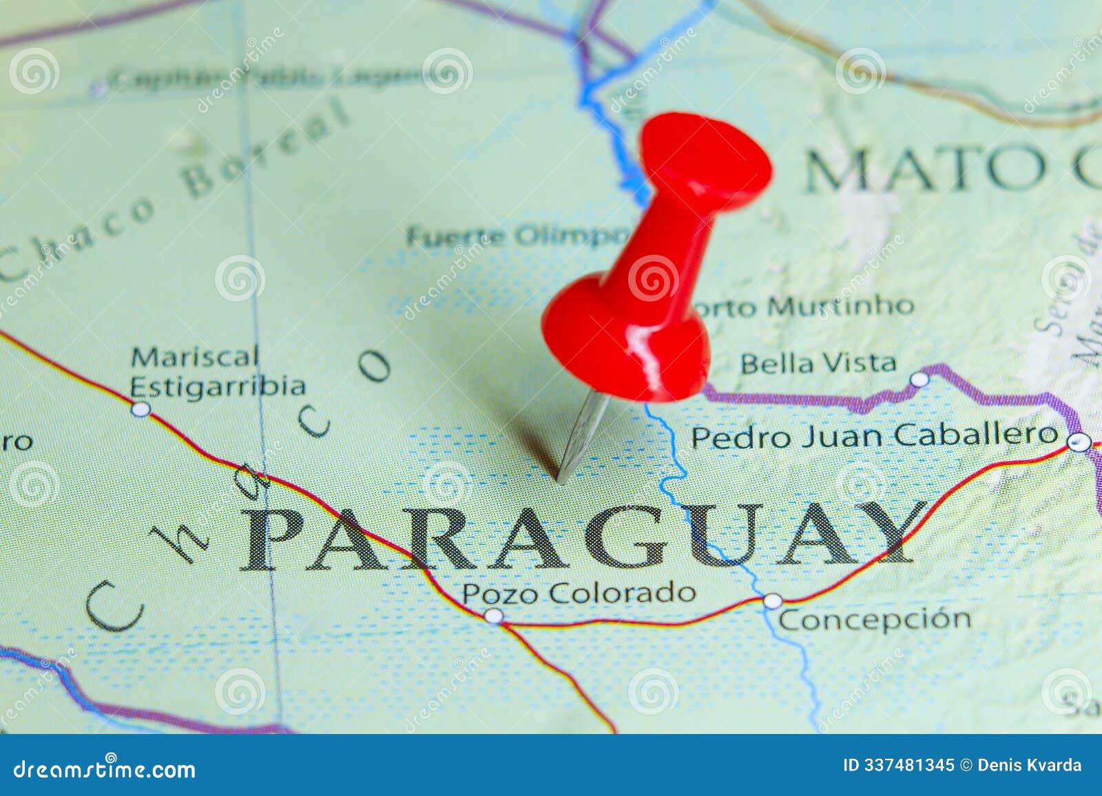 Paraguay Pin on Map of South America Stock Image - Image of trip, macro ...