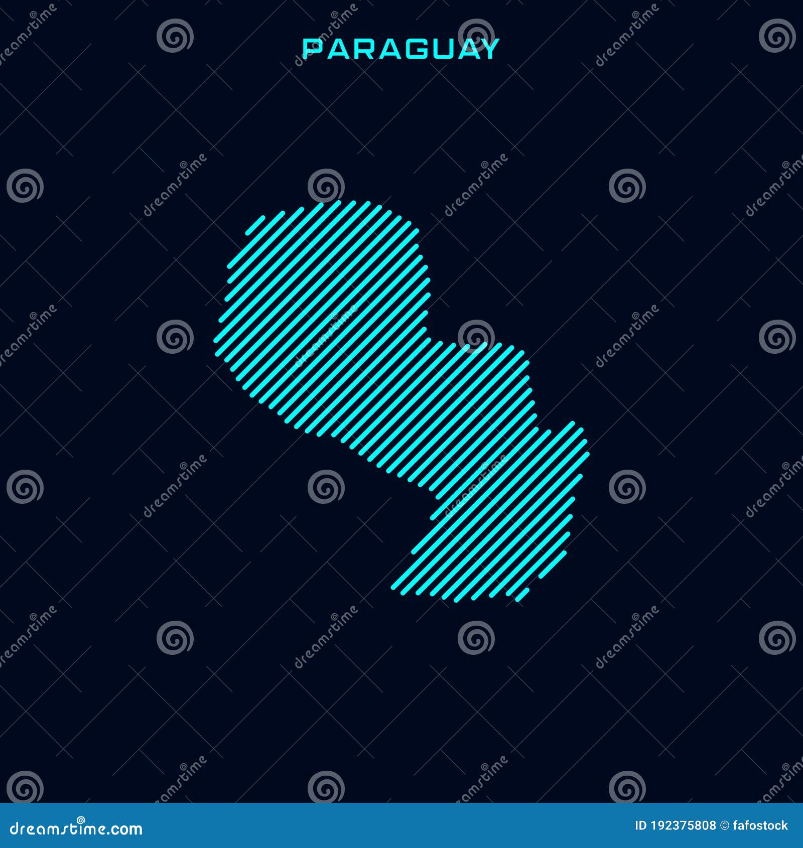 Paraguay Striped Map Vector Design Template with Blue Background. Stock ...