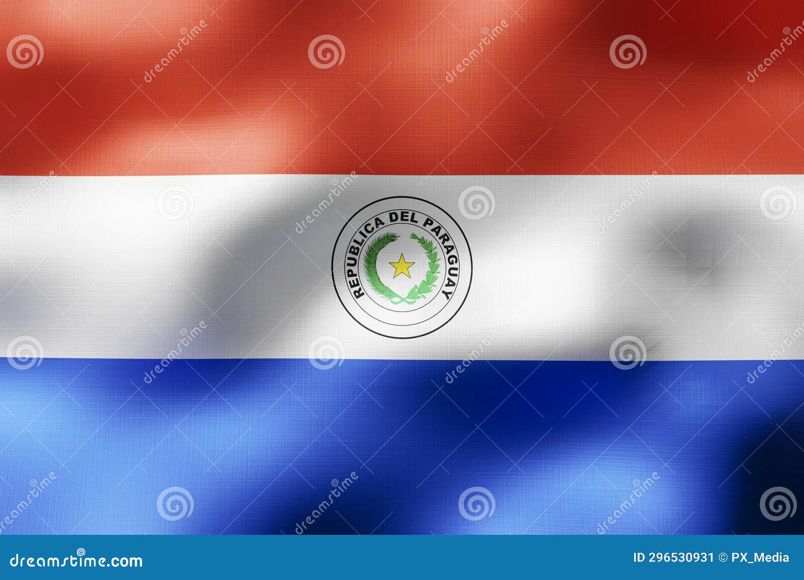 Paraguay - Textile Flag - 3d Illustration Stock Illustration ...
