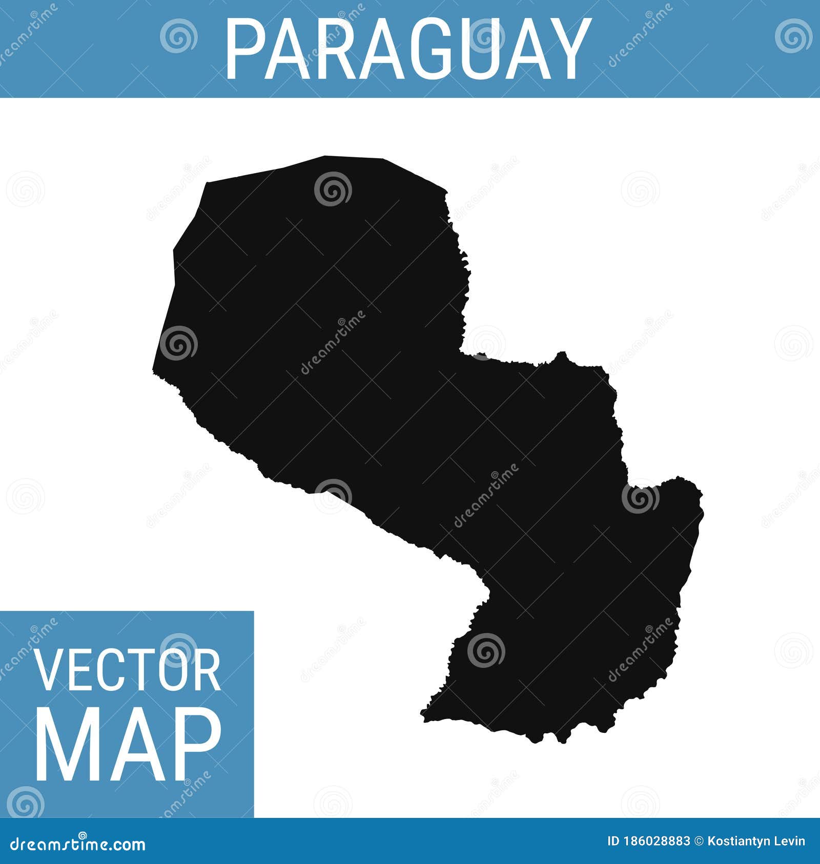 Paraguay Vector Map Isolated On White Background. High-Detailed Black ...