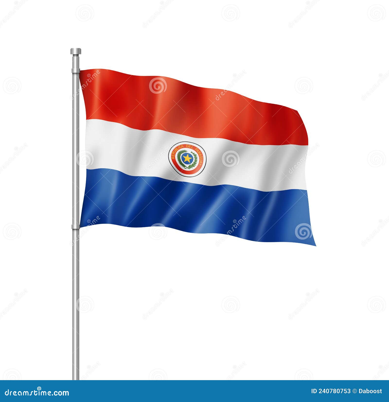 Paraguayan Flag Isolated on White Stock Illustration - Illustration of ...