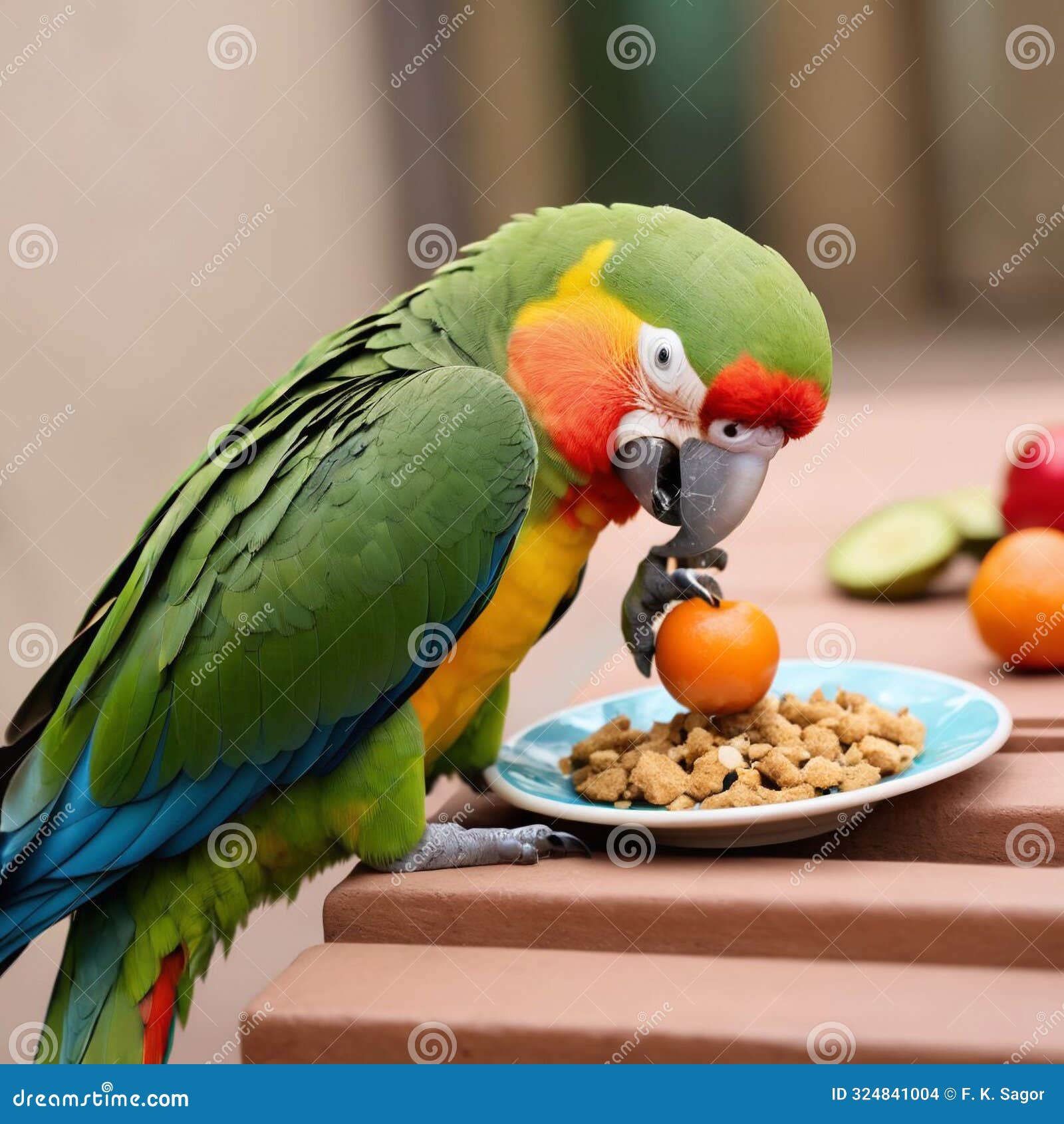 Close-up of Parrot Perching Stock Illustration - Illustration of ...