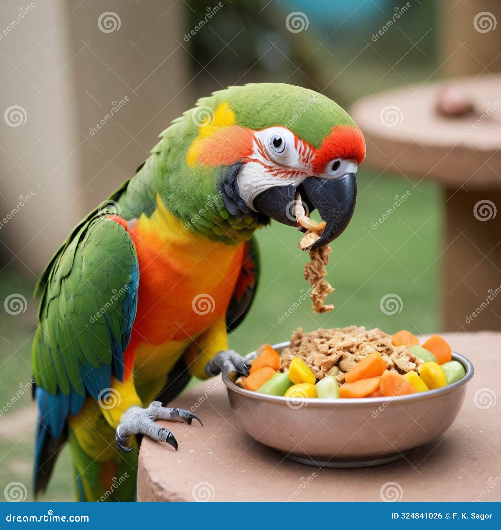 Close-up of Parrot Perching Stock Illustration - Illustration of wings ...
