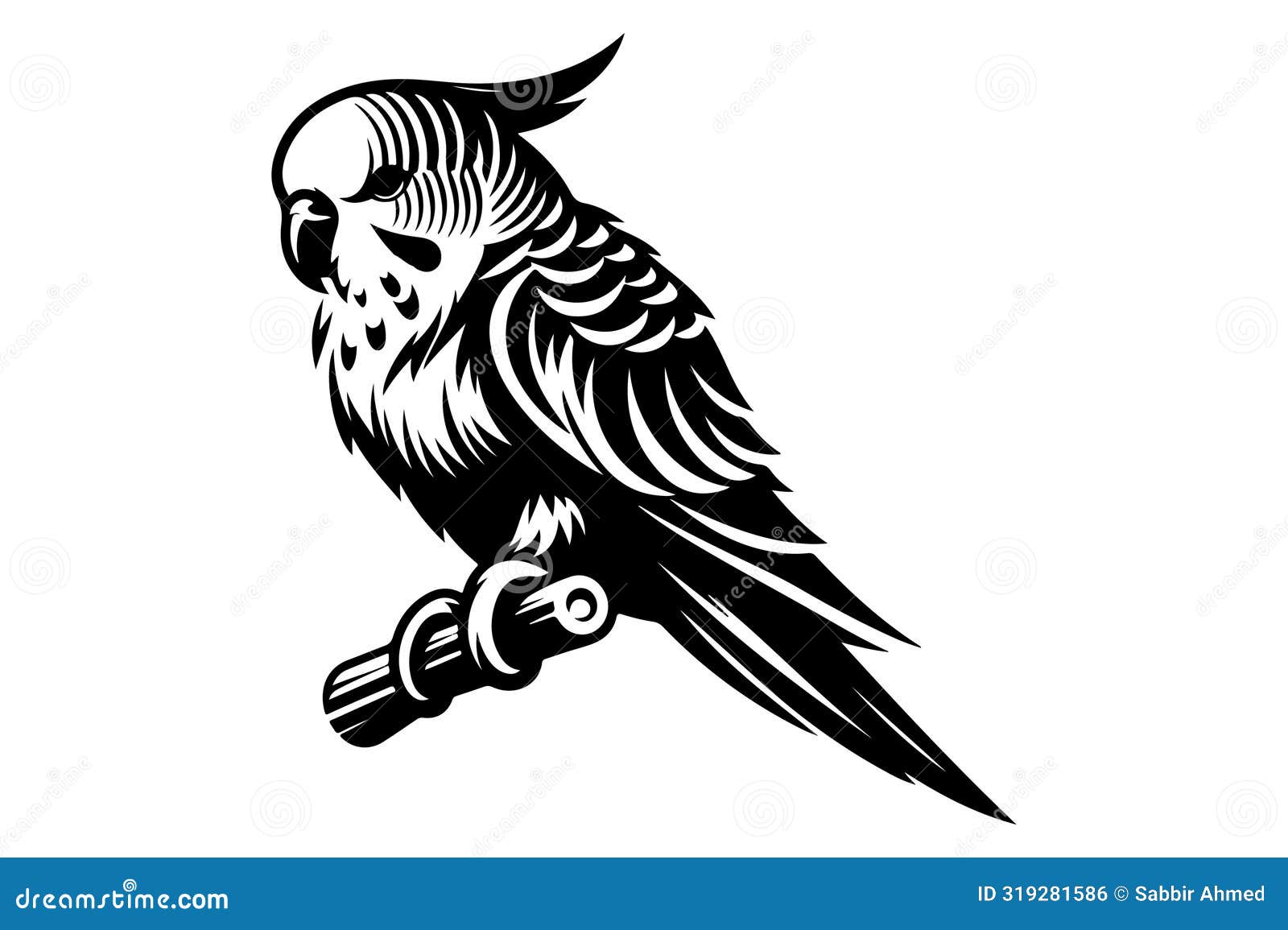 Parakeet Bird Tattoo Design: Vector Illustration By Olmsa ...