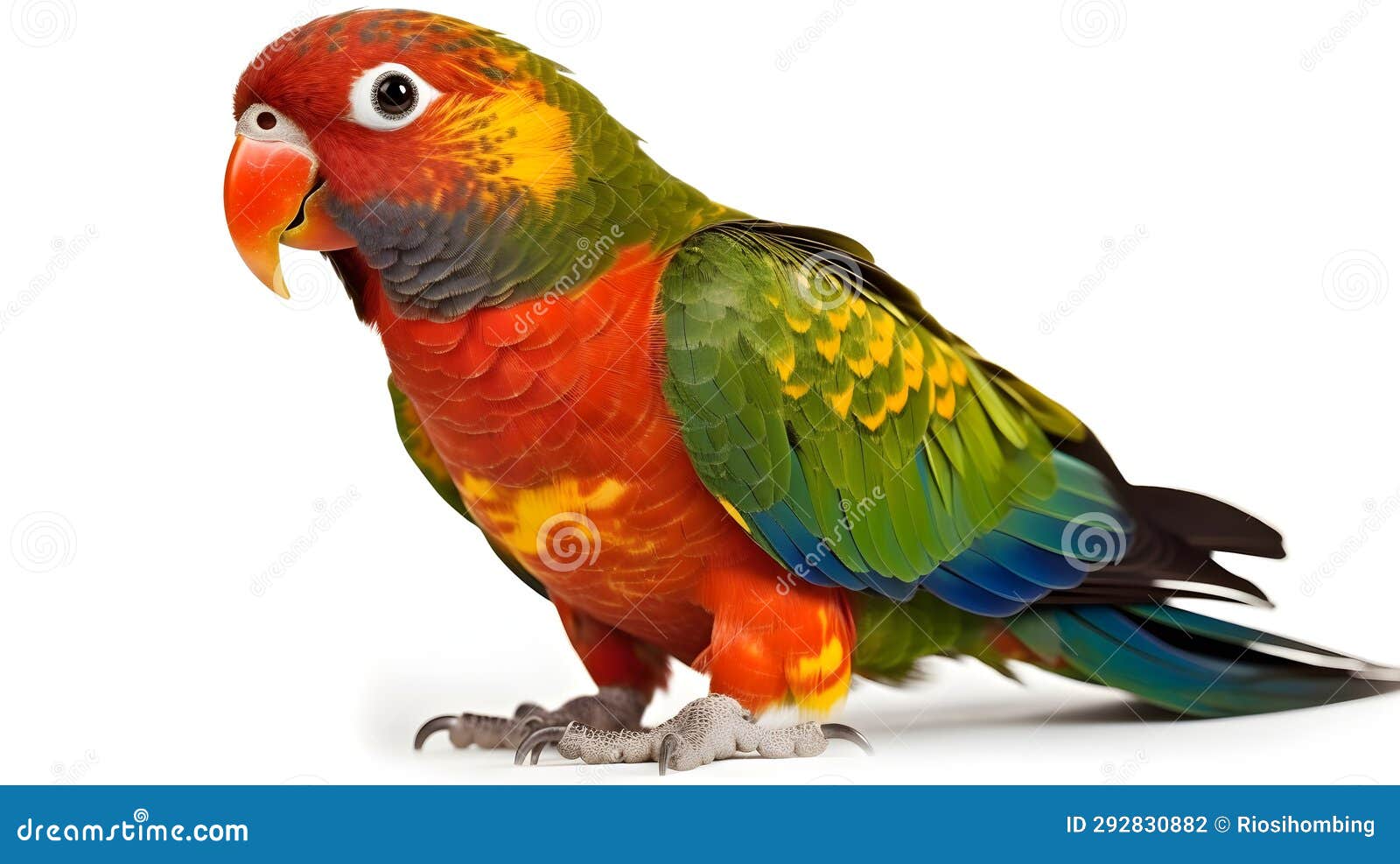 Parakeet and Love Birds Parrots Isolated on White Stock Illustration ...