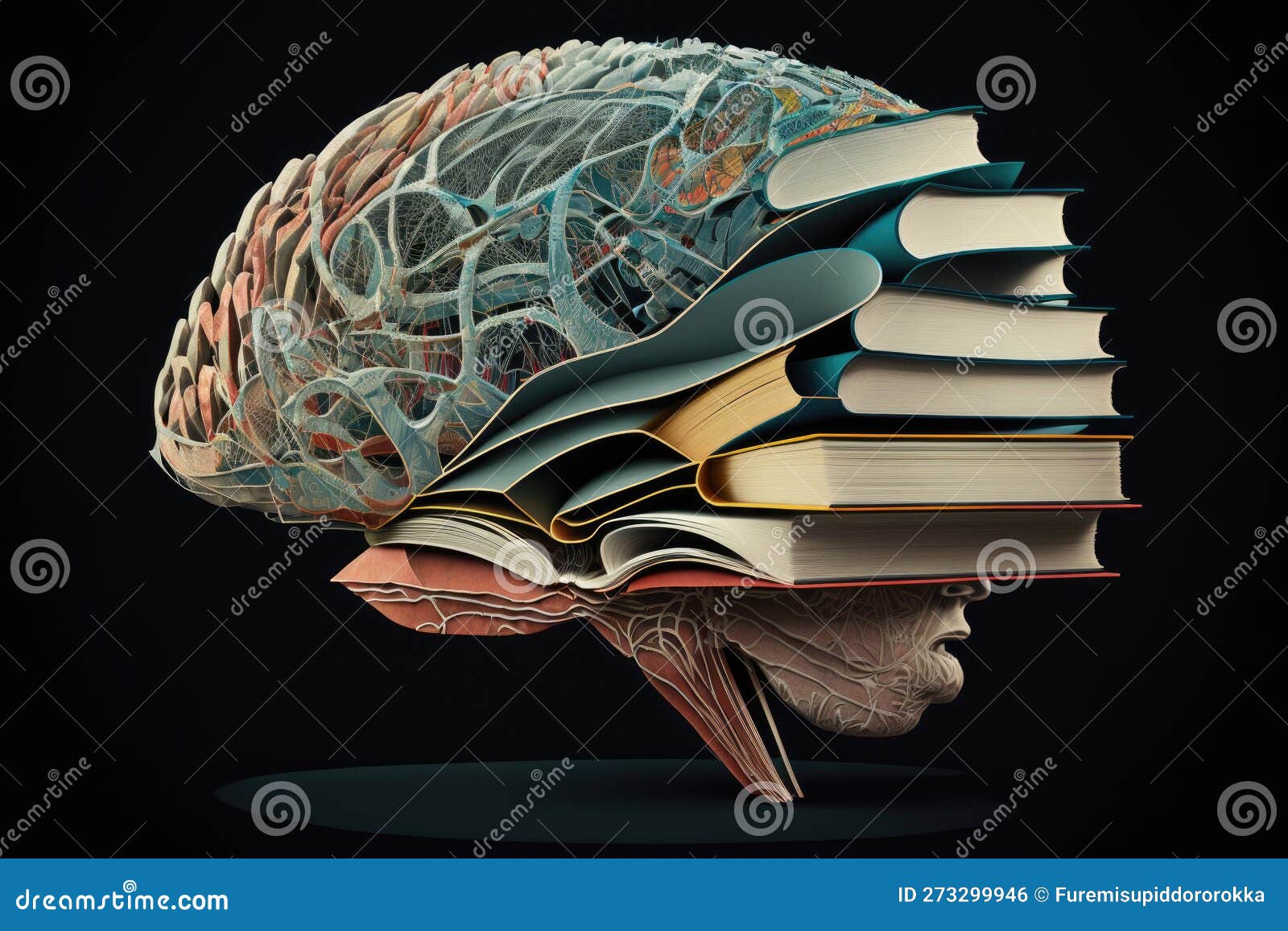 Parallax , Human Brain Collage of Books, Knowledge, Education ... Parallax , Human Brain Collage of Books, Knowledge, Education ...