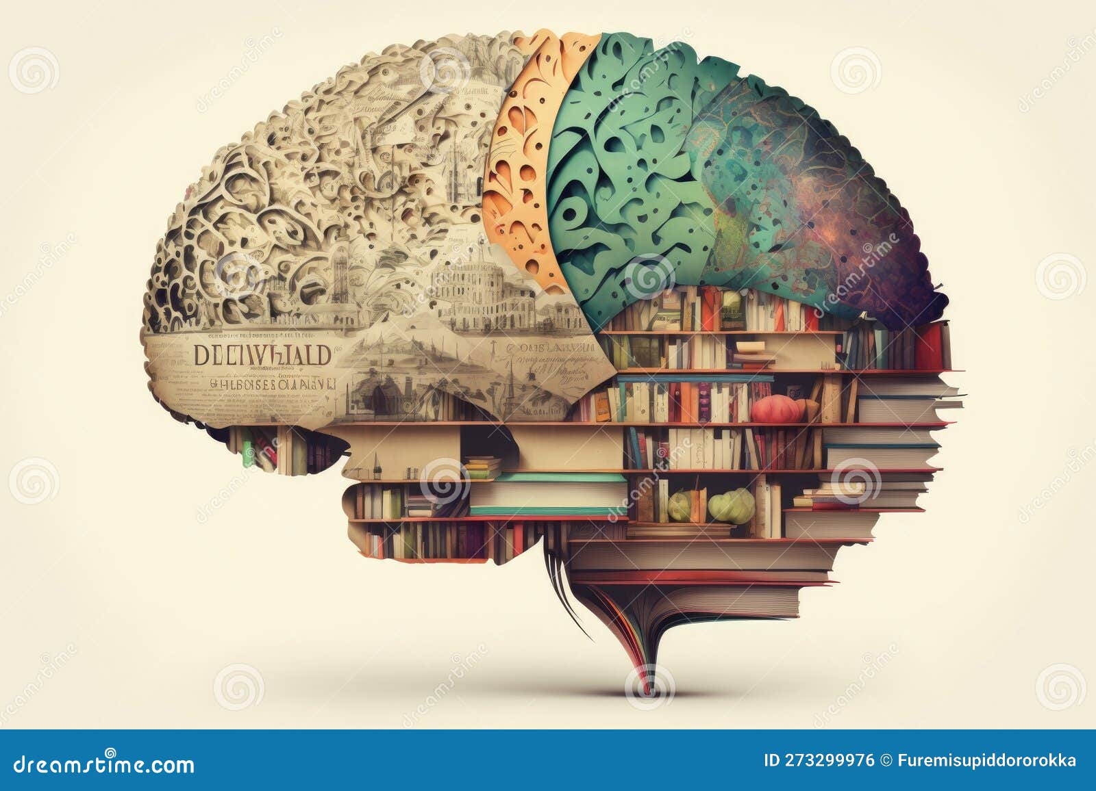 Parallax , Human Brain Collage of Books, Knowledge, Education ... Parallax , Human Brain Collage of Books, Knowledge, Education ...