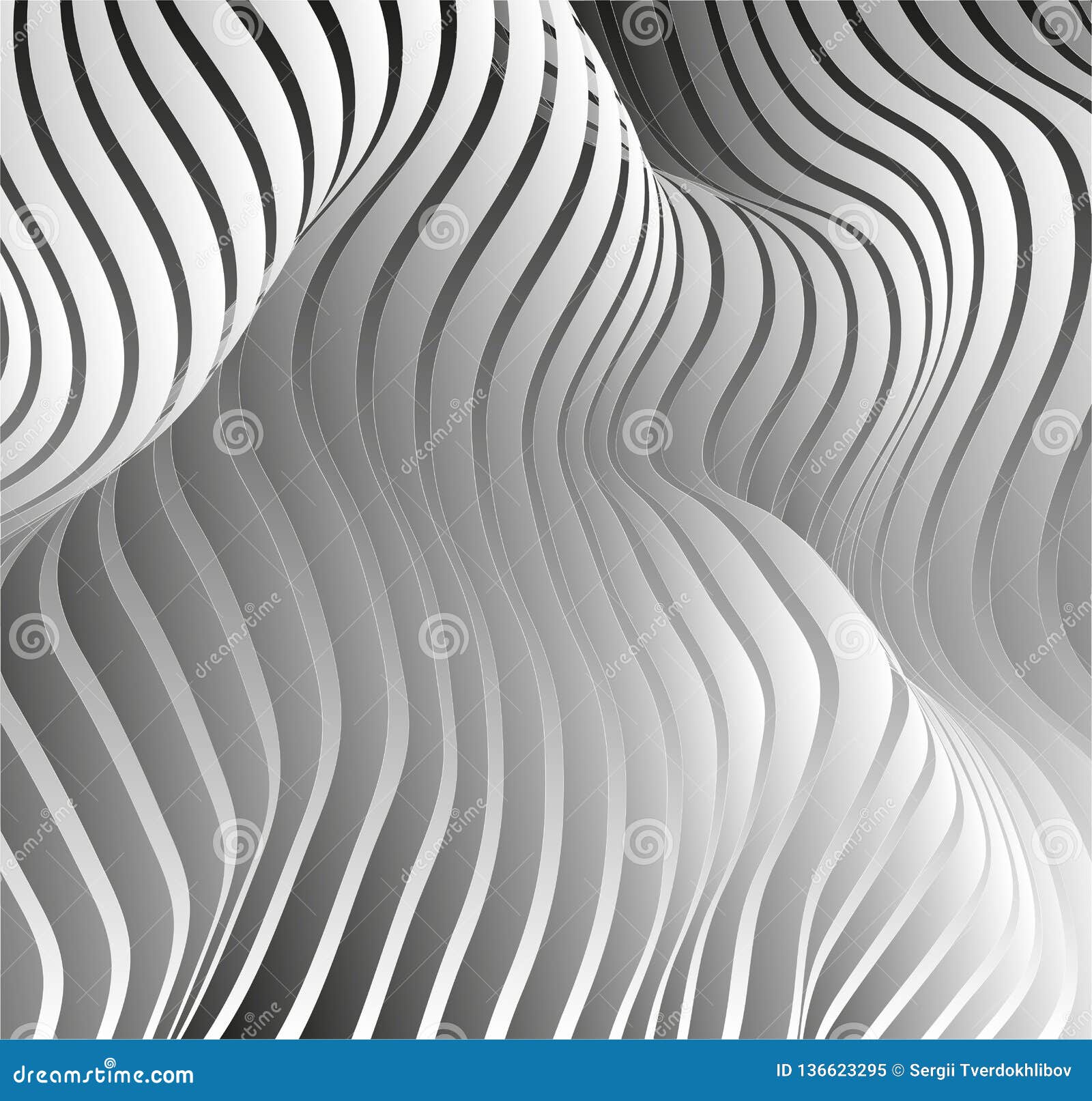 Parallel Bands of Metal with a Gradient Fill. Bizarre Curved Shape ...