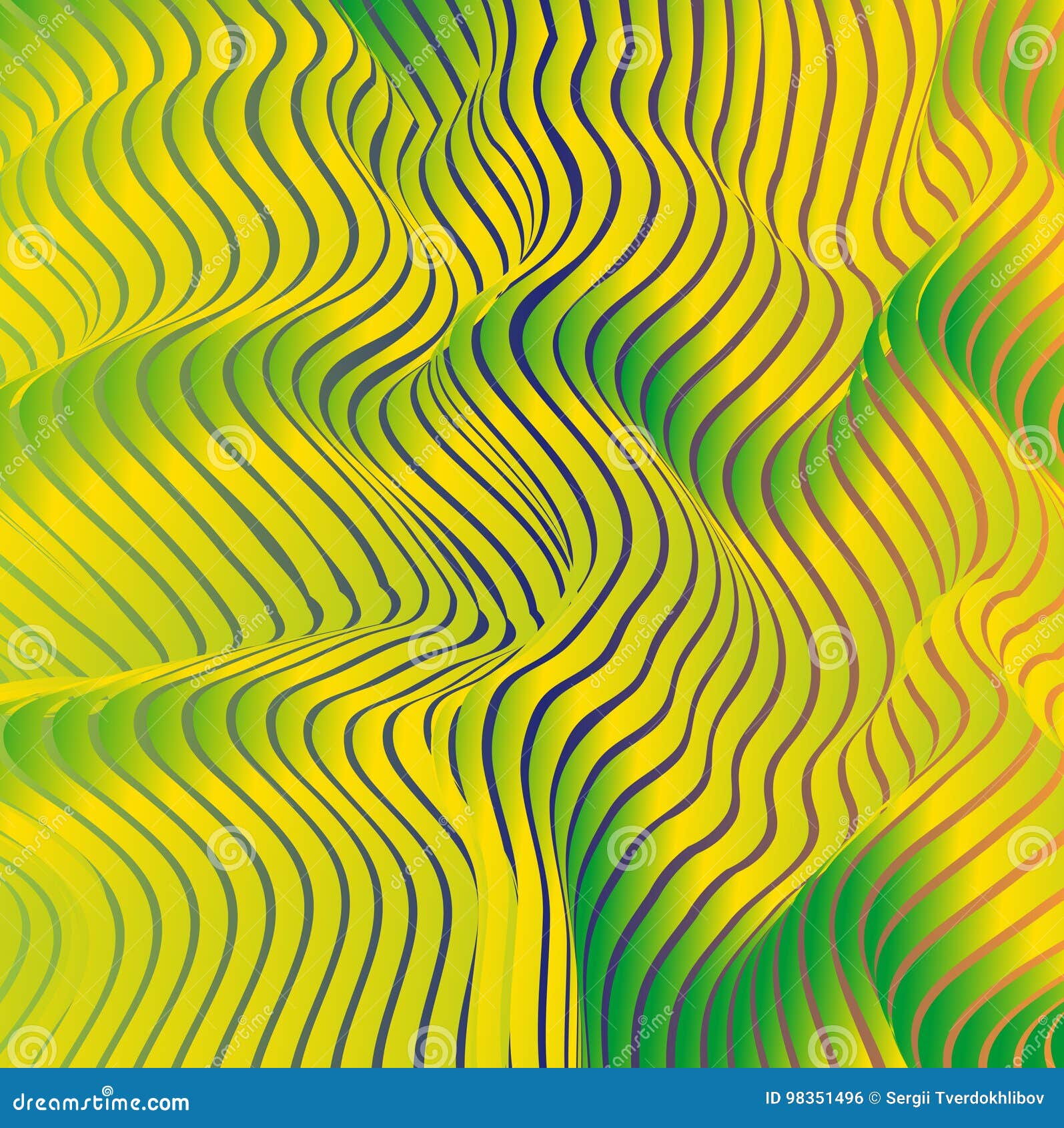 Parallel Bands of Metal with a Gradient Fill. Bizarre Curved Shape ...