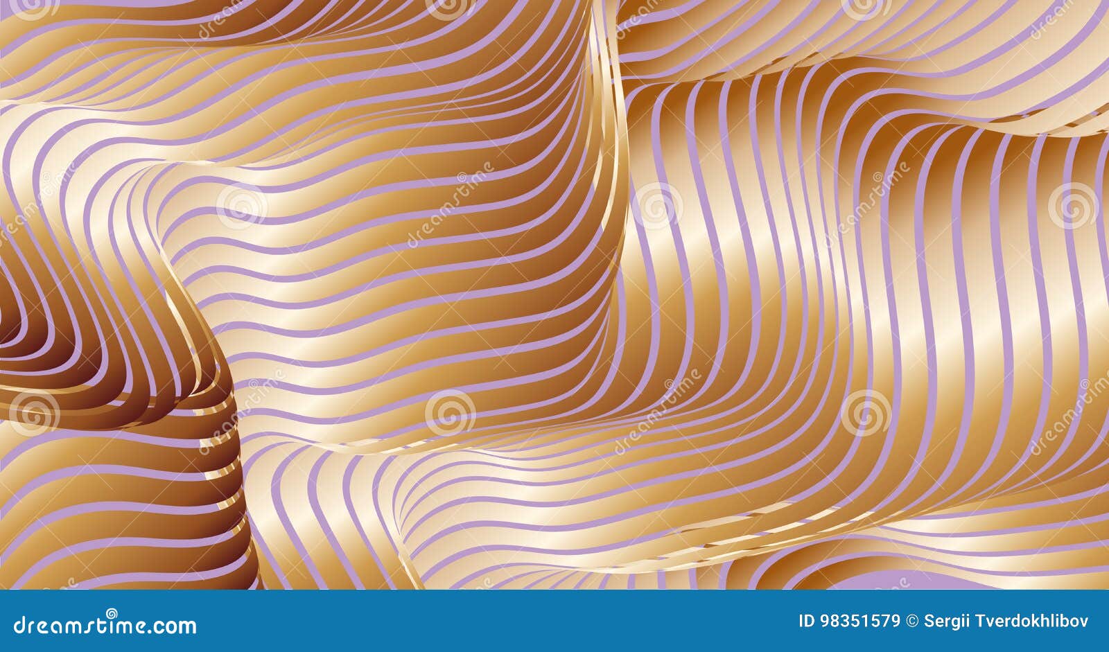 Parallel Bands of Metal with a Gradient Fill. Bizarre Curved Shape ...