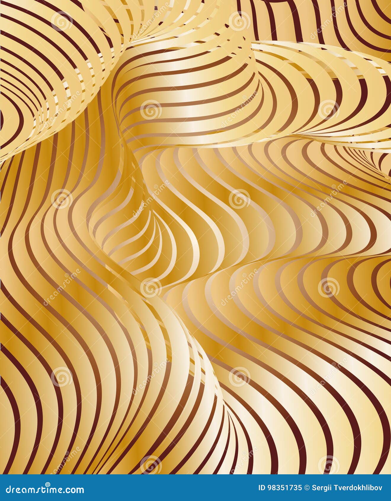 Parallel Bands of Metal with a Gradient Fill. Bizarre Curved Shape ...