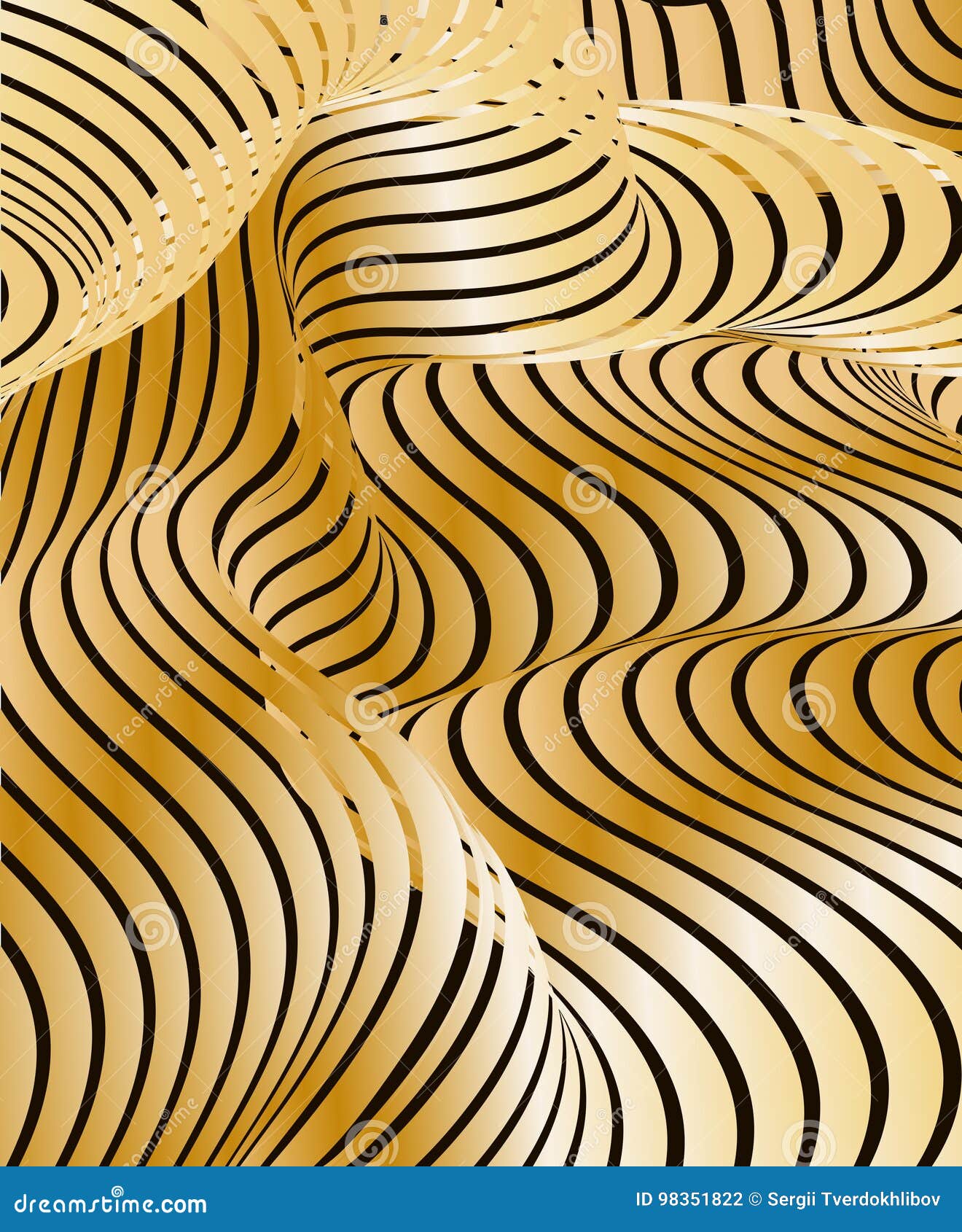 Parallel Bands of Metal with a Gradient Fill. Bizarre Curved Shape ...