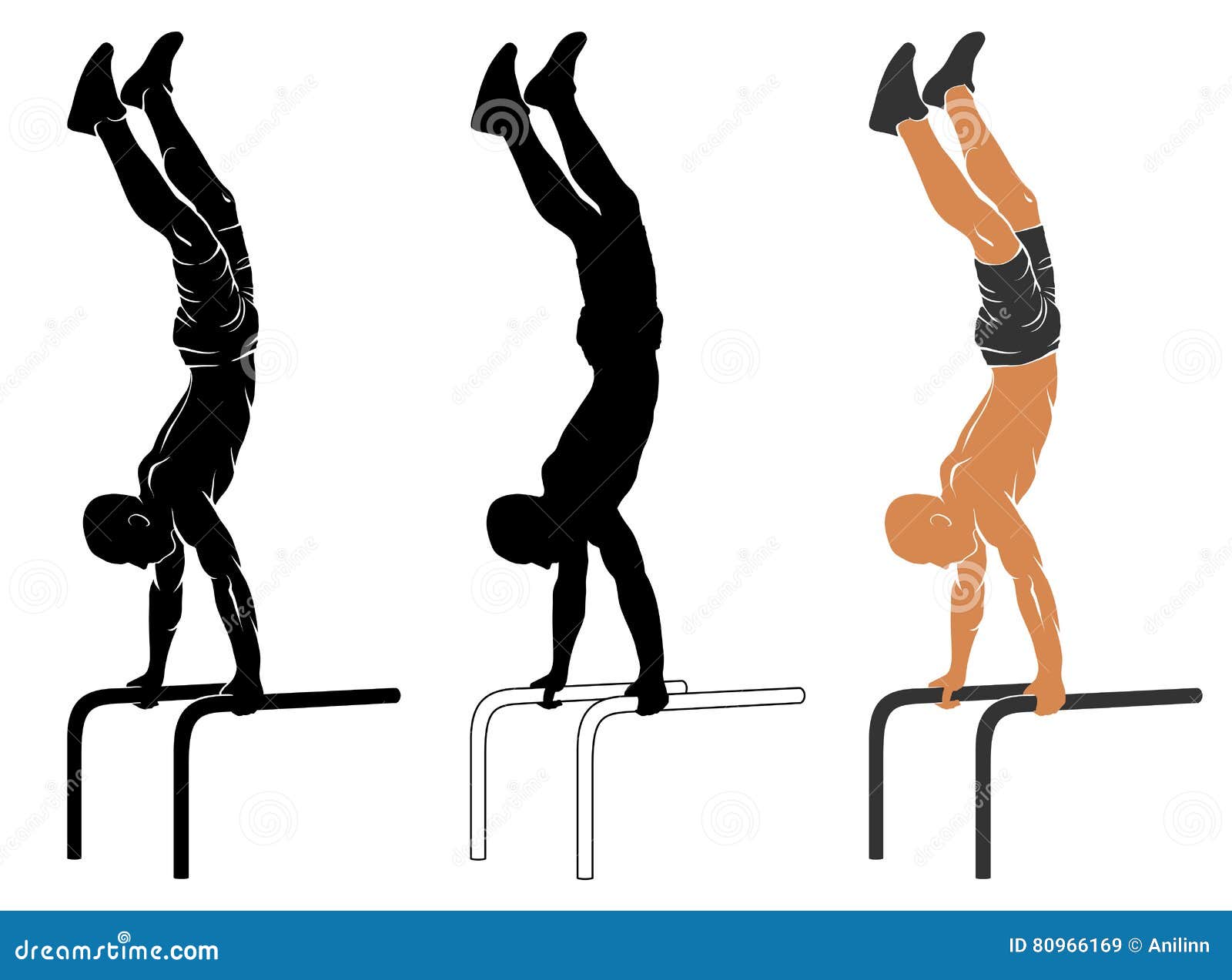 Parallel Bars Handstand Cartoon Vector | CartoonDealer.com #80966169