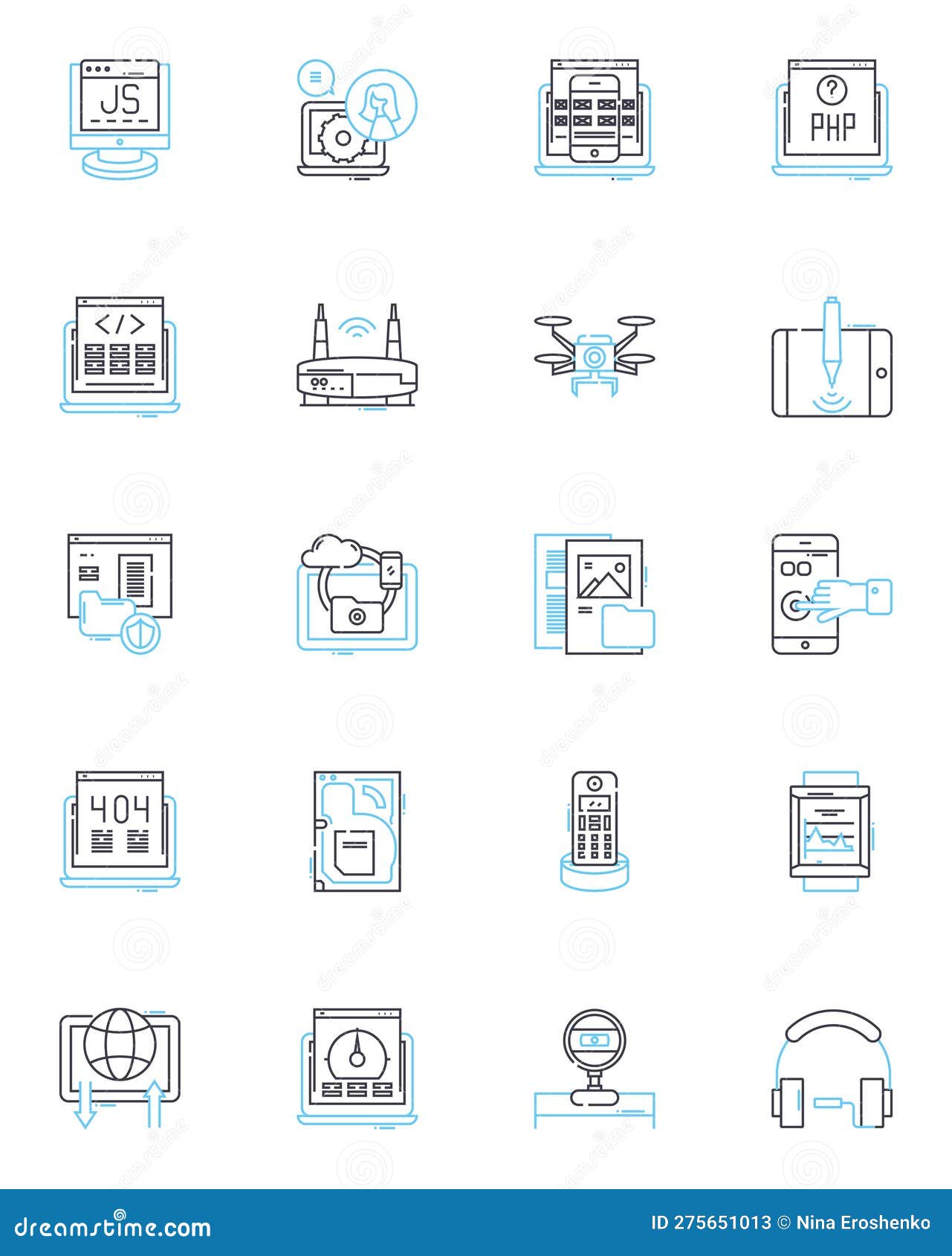 Parallel Computing Linear Icons Set Concurrency Multithreading Distributed Cluster Gpu