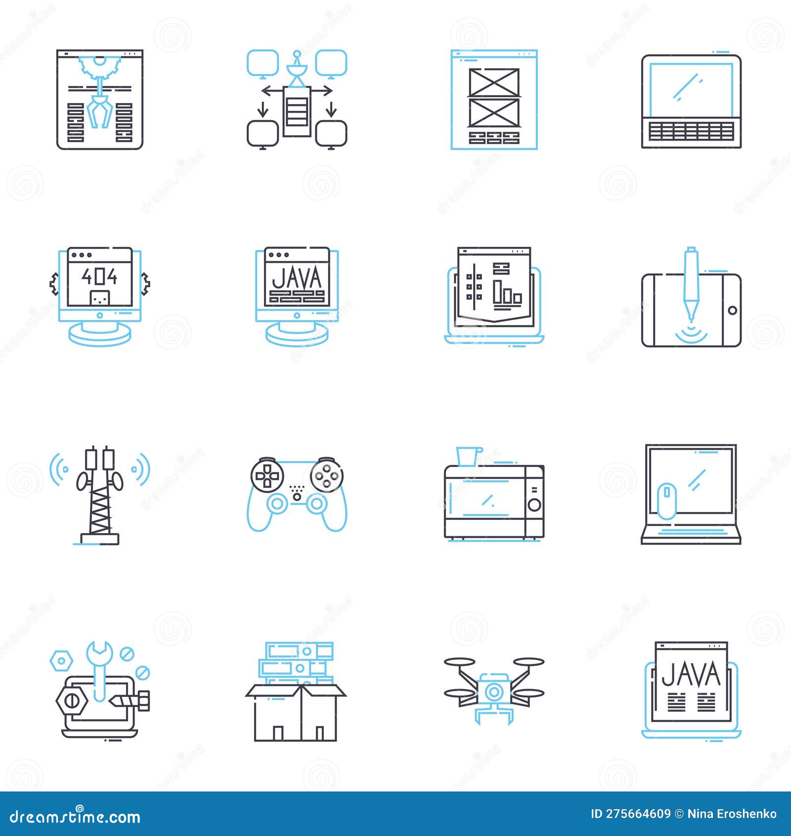 Parallel Computing Linear Icons Set Concurrency Multithreading Distributed Cluster Gpu