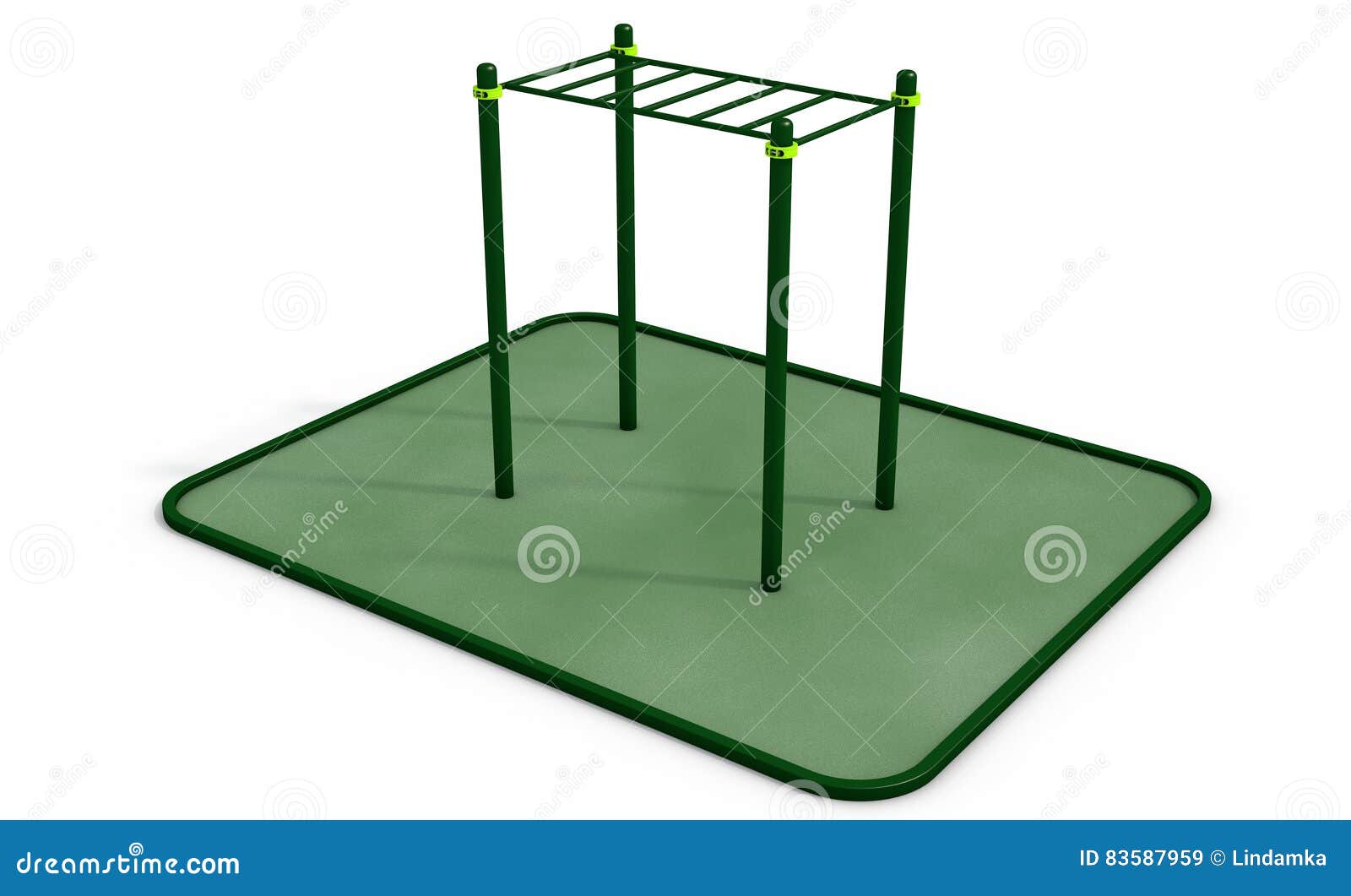 Parallel Horizontal Bars at Sports Ground for Workout. 3D Rendering ...