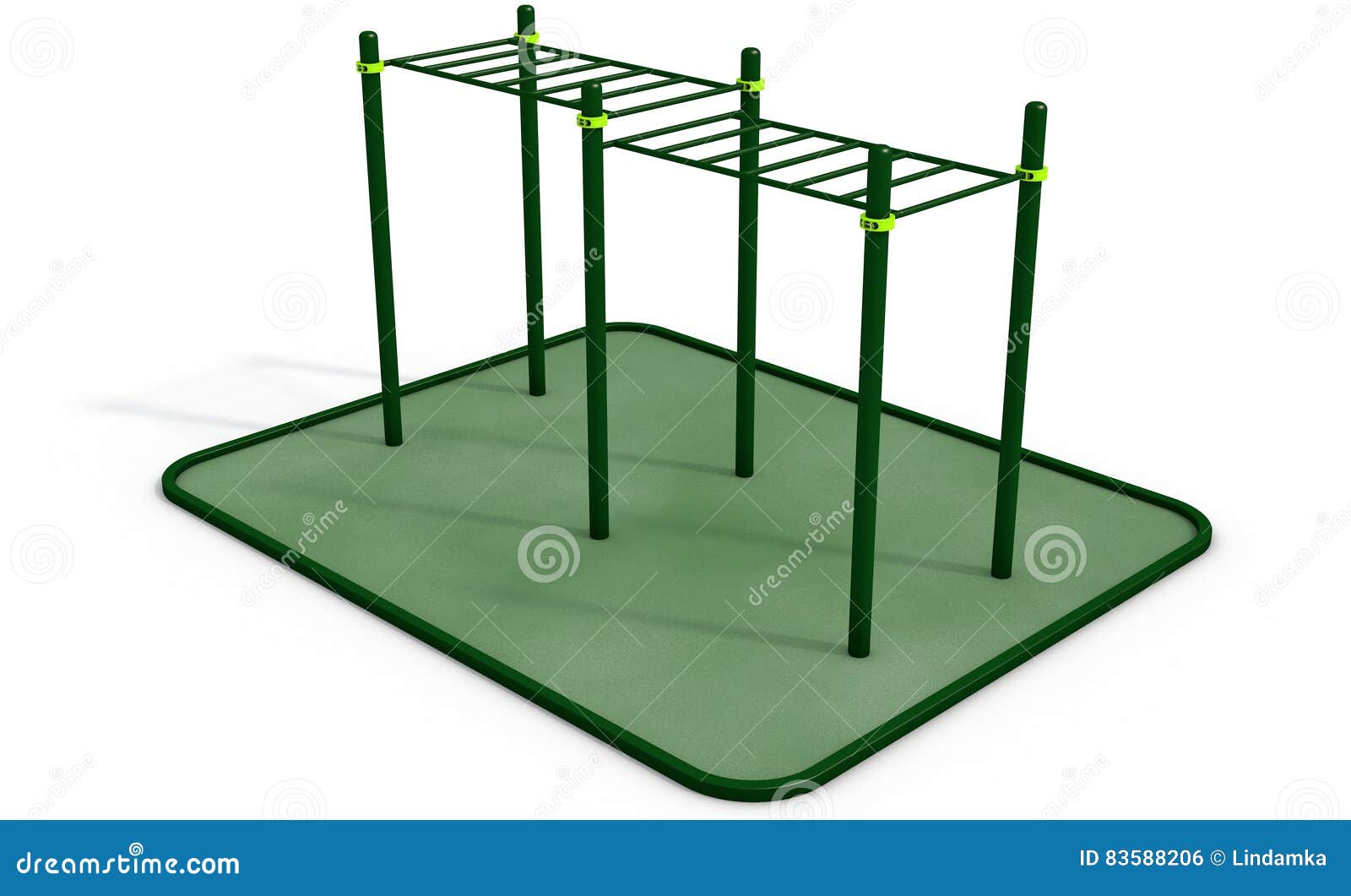 Parallel Horizontal Bars at Sports Ground for Workout. 3D Rendering ...