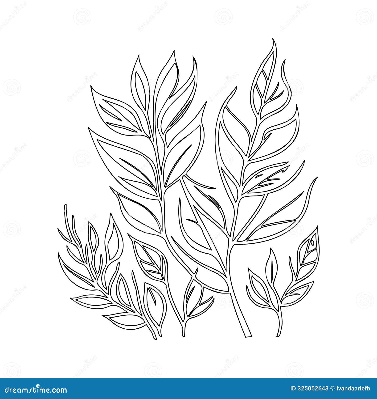 Parallel Leaf Floral Outline Illustration Sketch Stock Vector ...