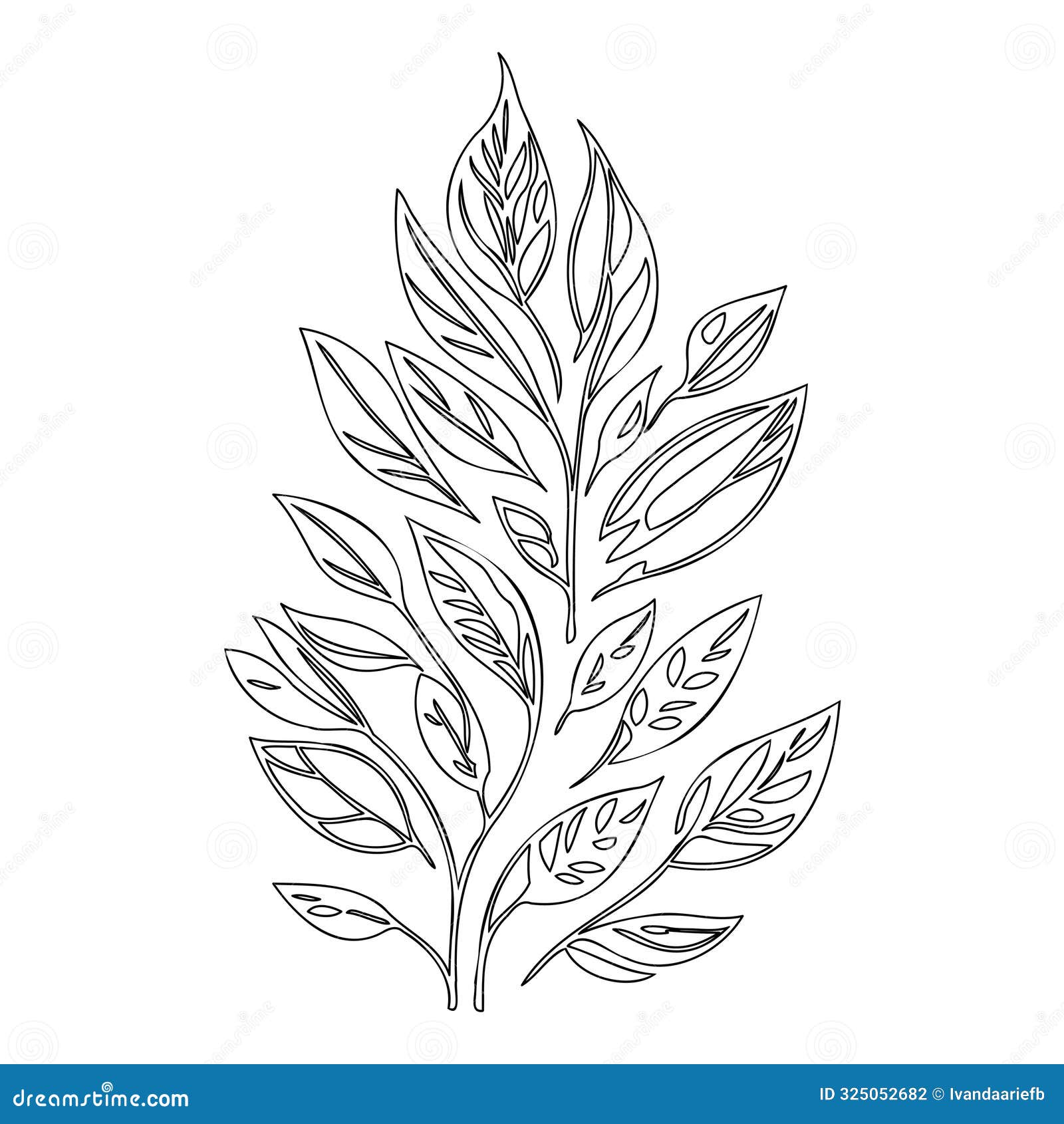 Parallel Leaf Floral Outline Illustration Sketch Stock Vector ...