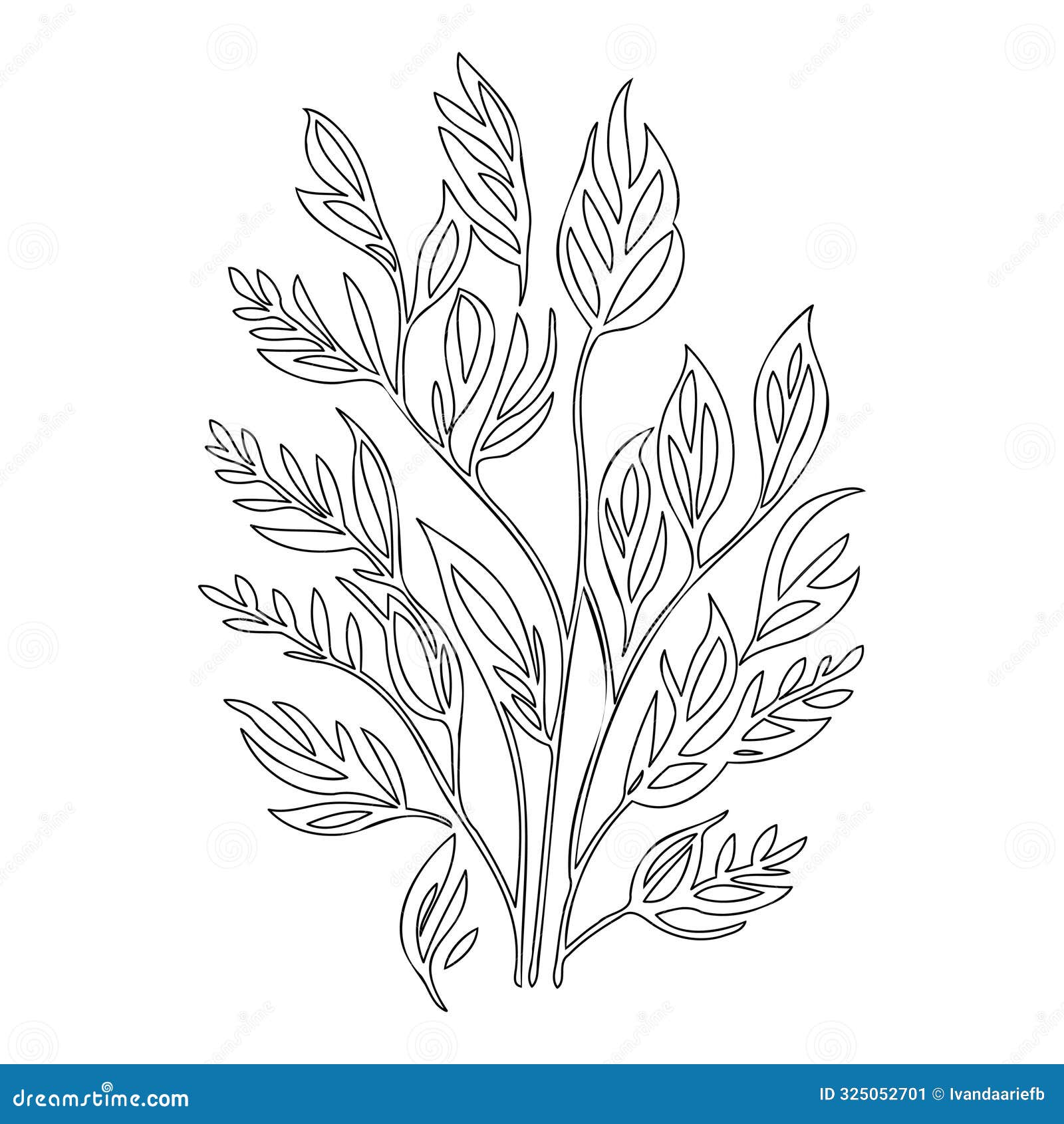 Parallel Leaf Floral Outline Illustration Sketch Stock Vector ...
