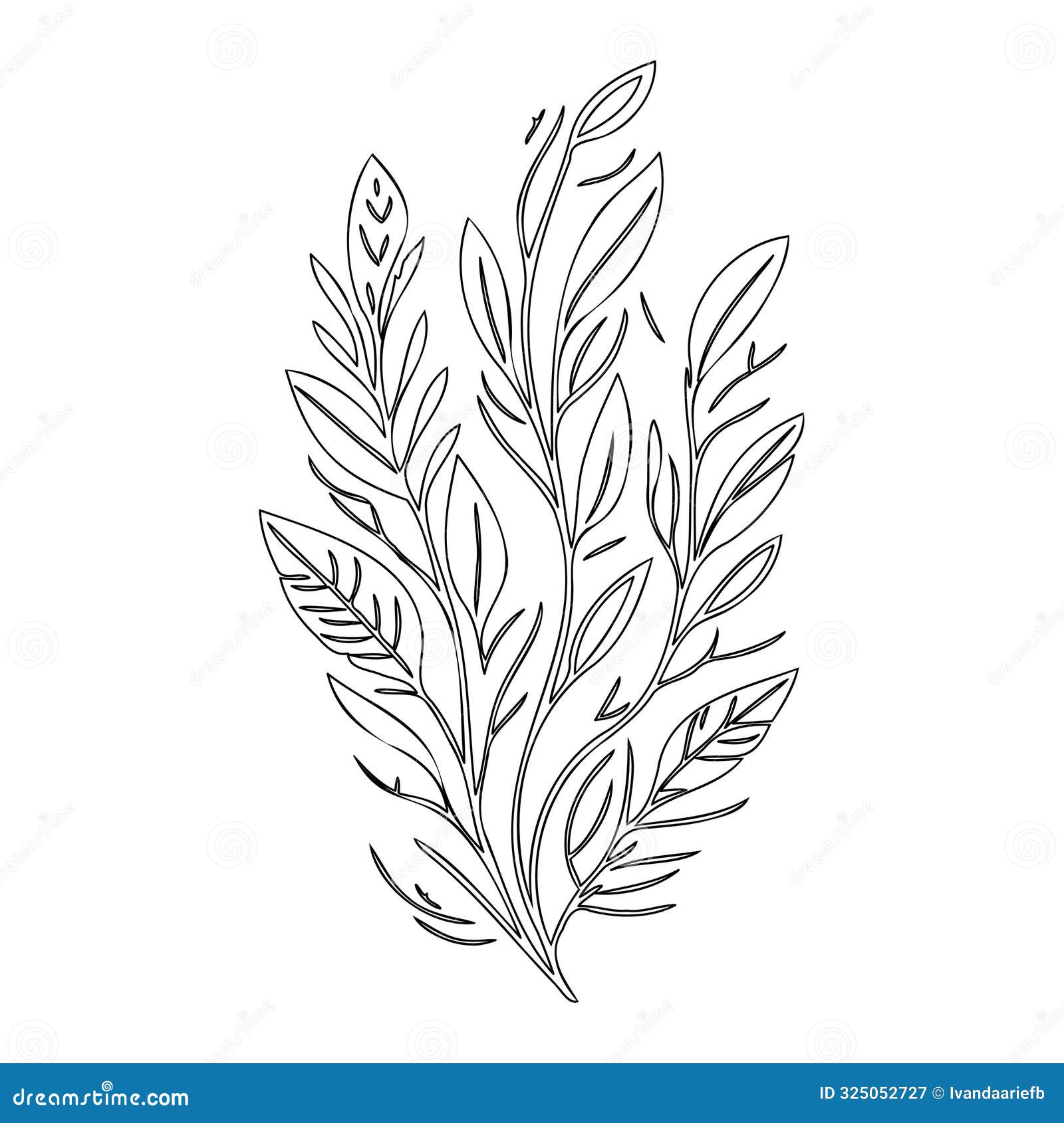Parallel Leaf Floral Outline Illustration Sketch Stock Vector ...