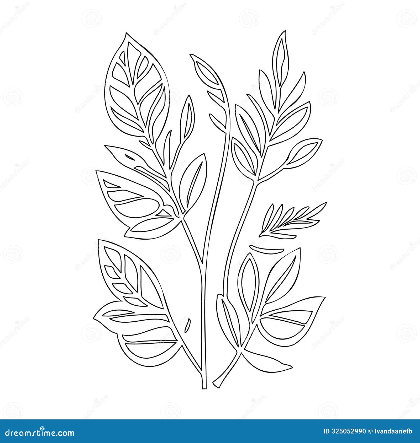 Parallel Leaf Floral Outline Illustration Sketch Stock Vector ...