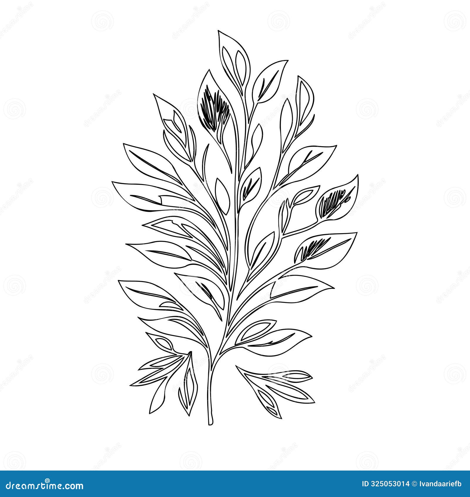 Parallel Leaf Floral Outline Illustration Sketch Stock Vector ...