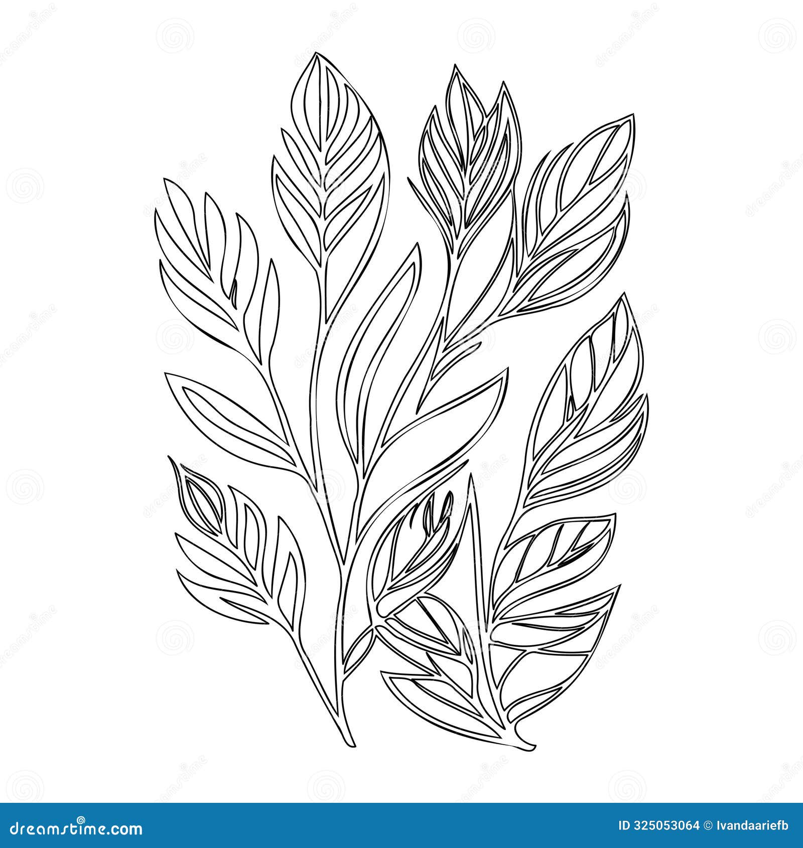 Parallel Leaf Floral Outline Illustration Sketch Stock Vector ...